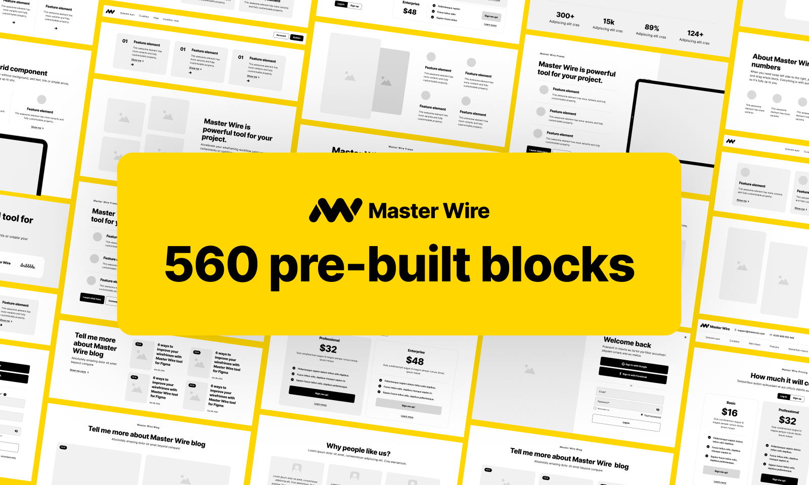 Wireframe 560 pre-build blocks by Masteruix on Dribbble