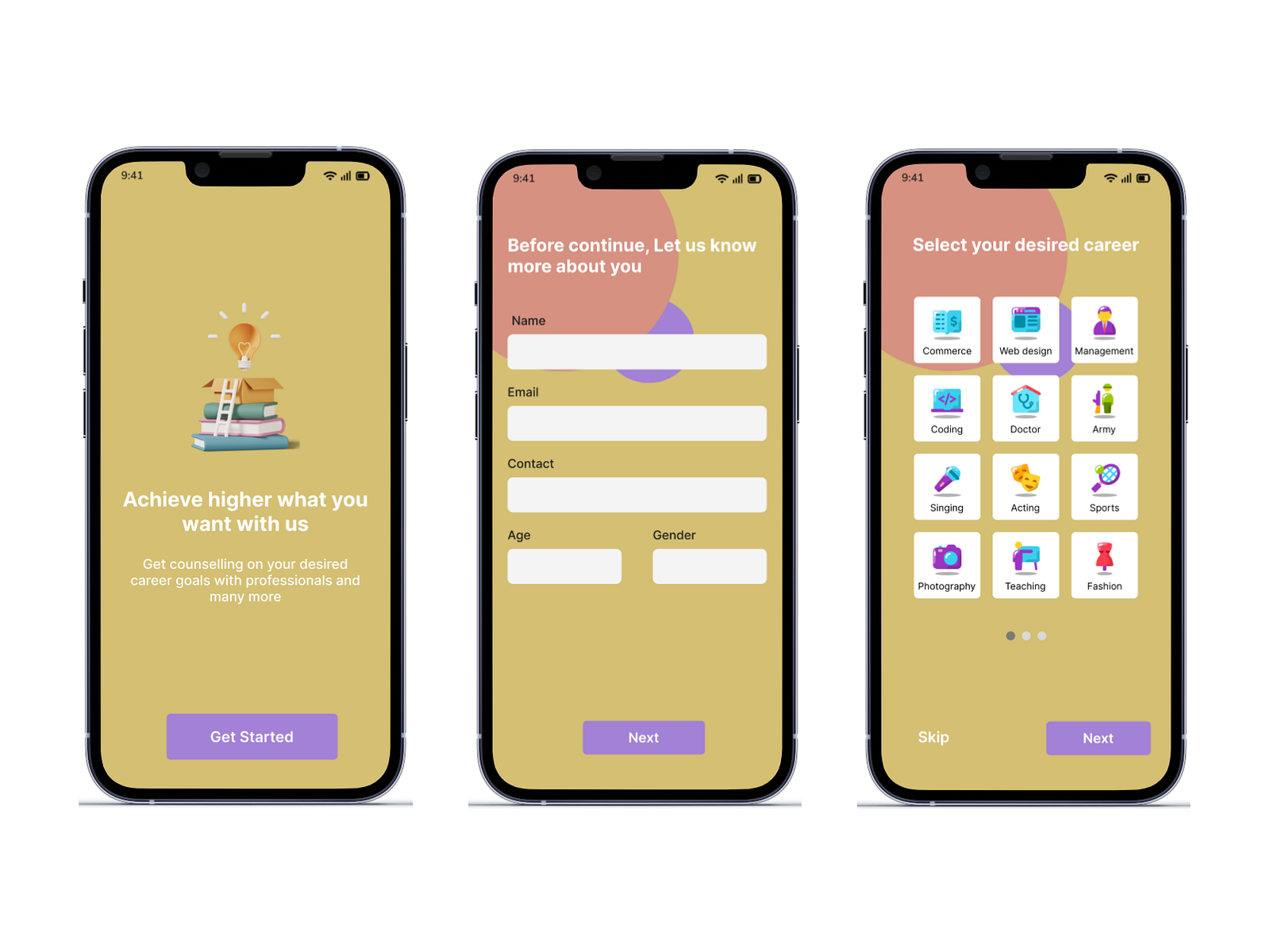 Career Counselling app design by Padma Bodagala on Dribbble