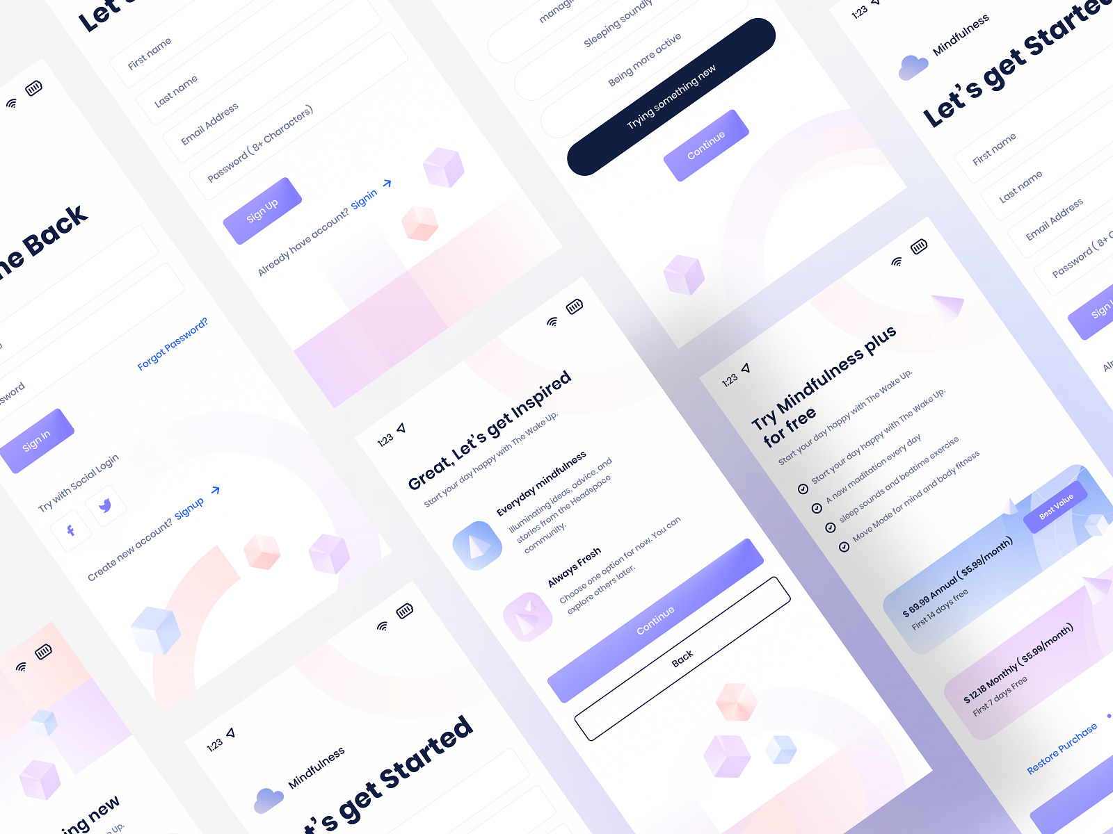 Mindfulness App - Onboarding Flow by Manan Bhadresha on Dribbble
