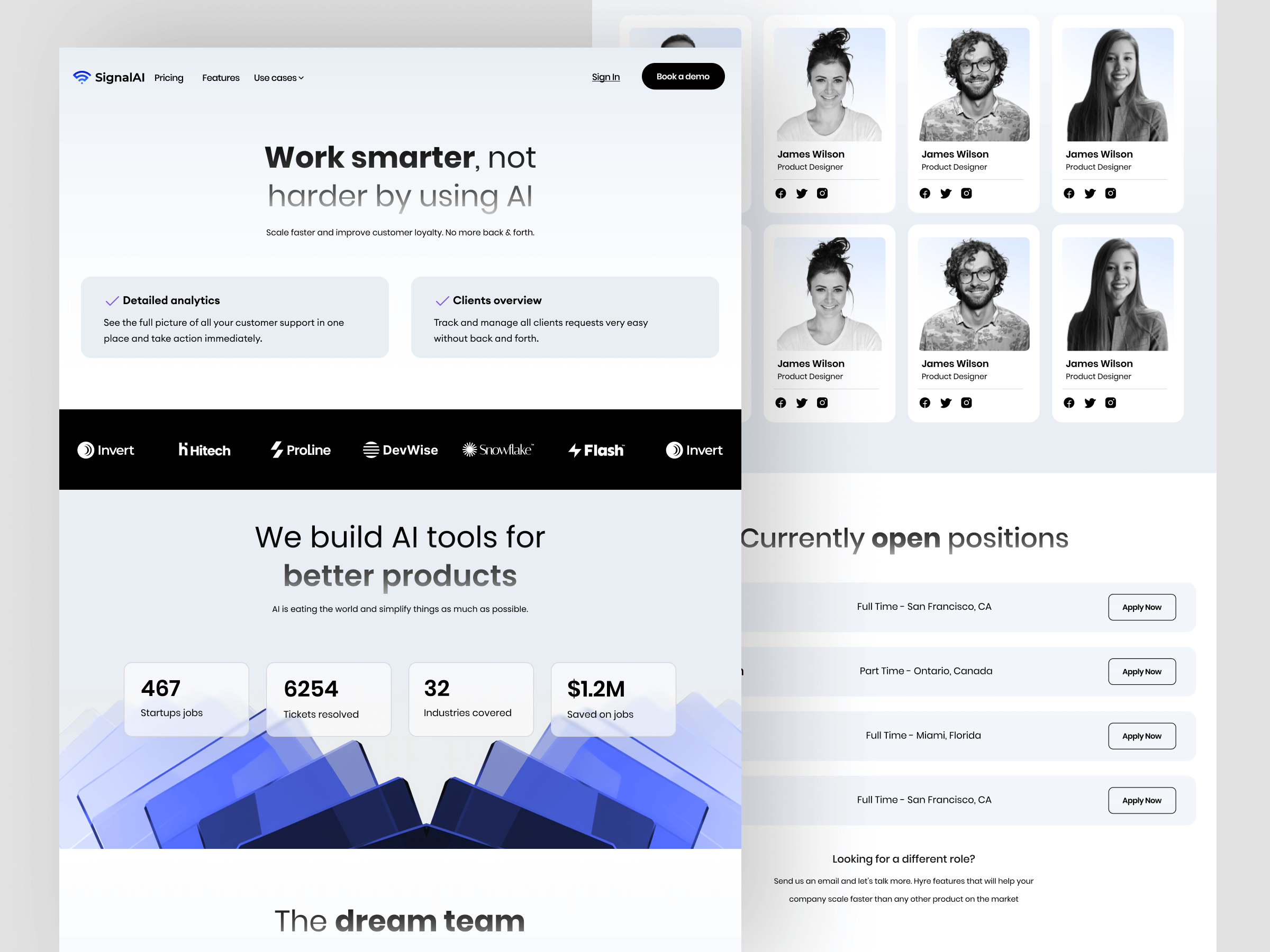 SignalAI About company page design by Emilian for DesignUp on Dribbble