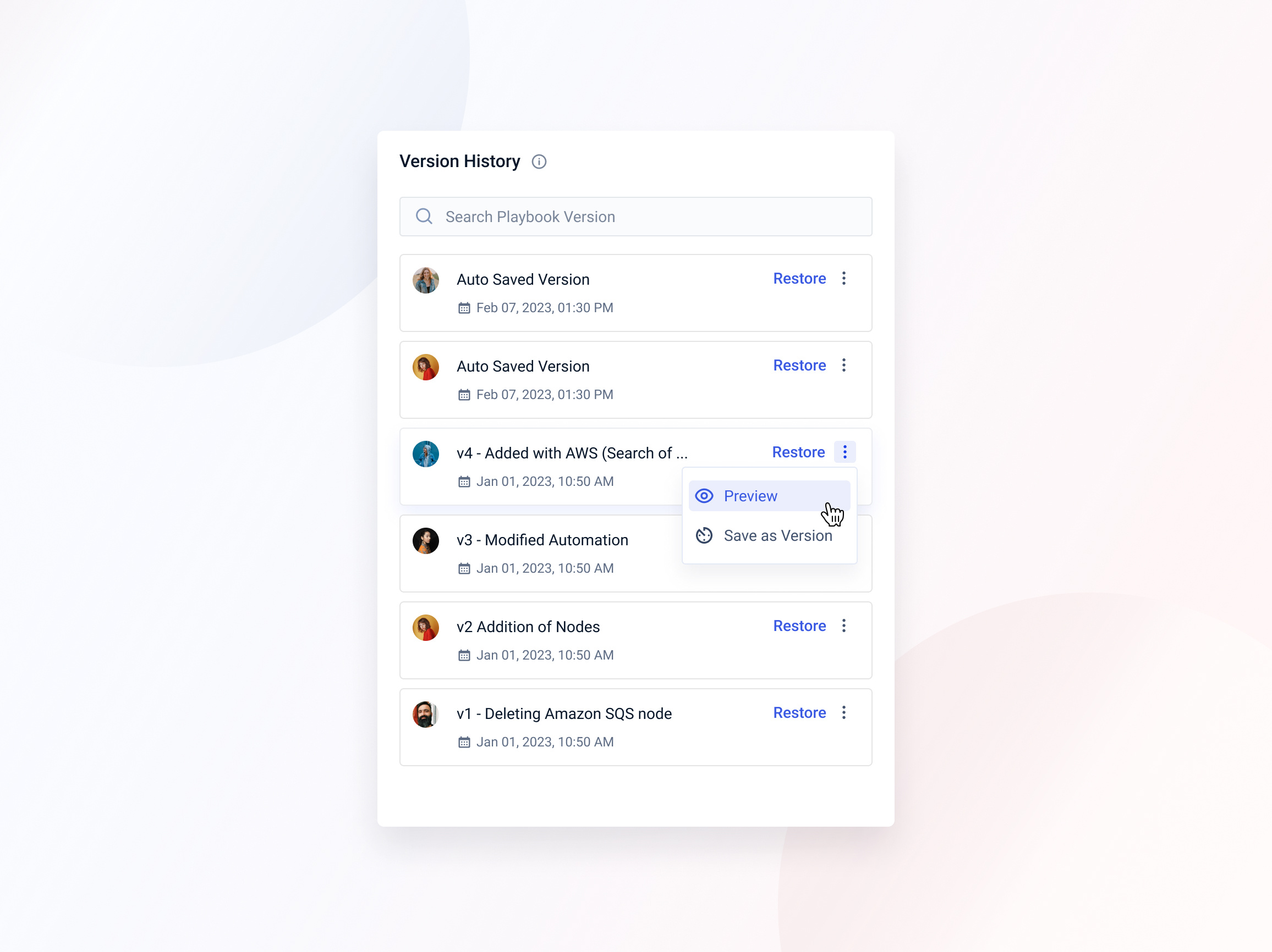 Version history module - Playbook UI by Adil on Dribbble