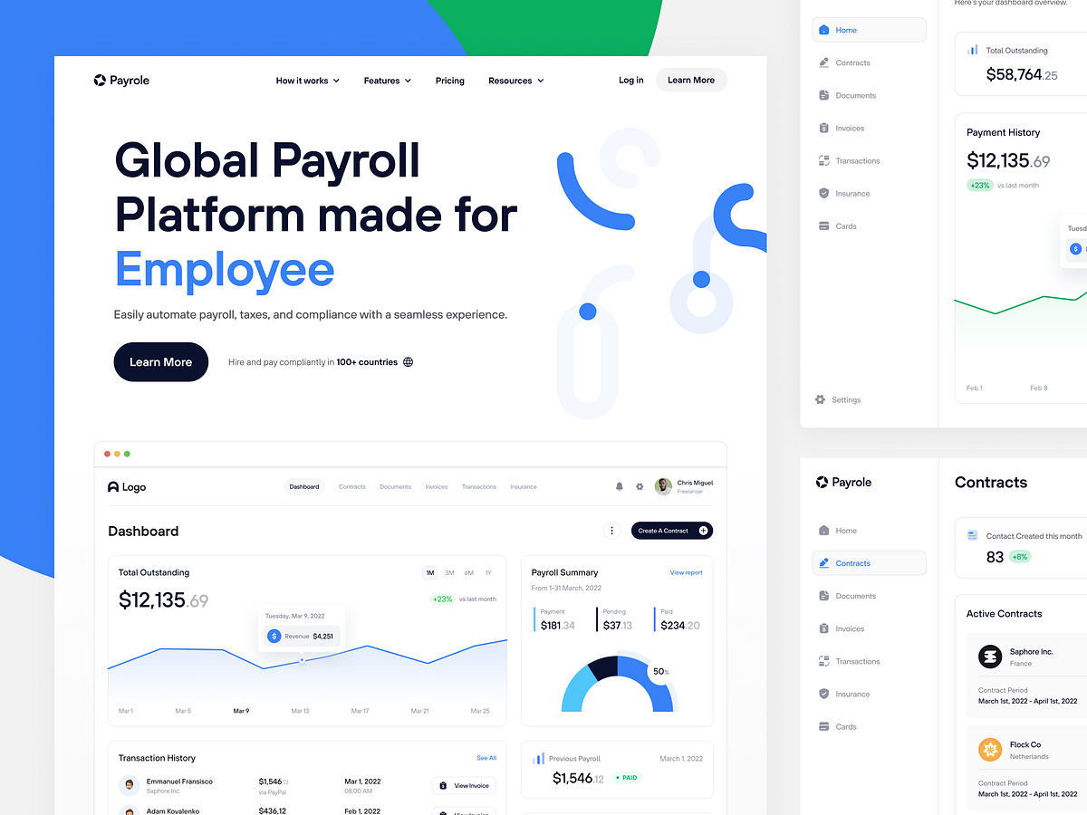 Payrole - Payroll Management Web UI Kit by Illiyin Studio on Dribbble