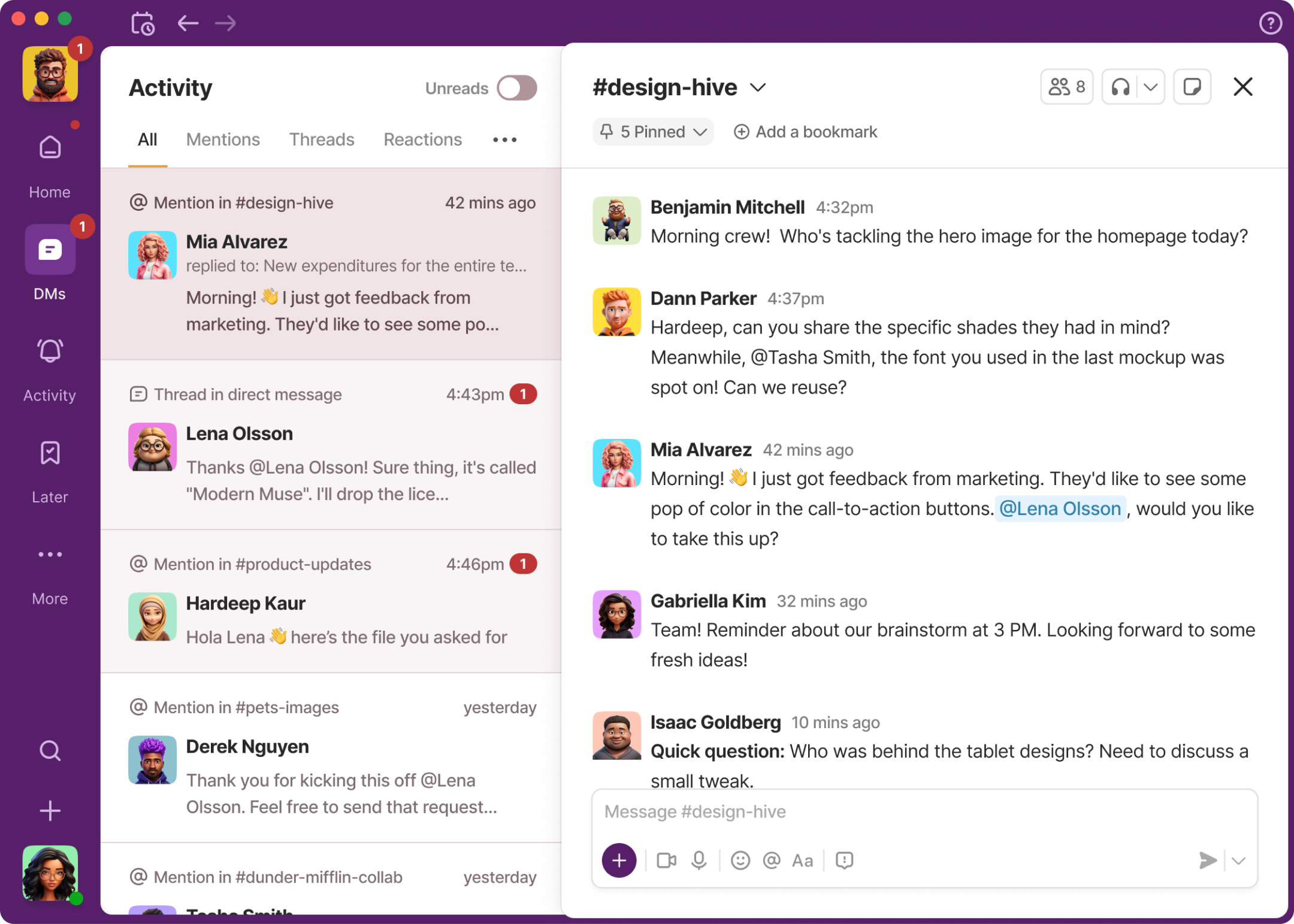 Slack messenger redesign by Design Season on Dribbble