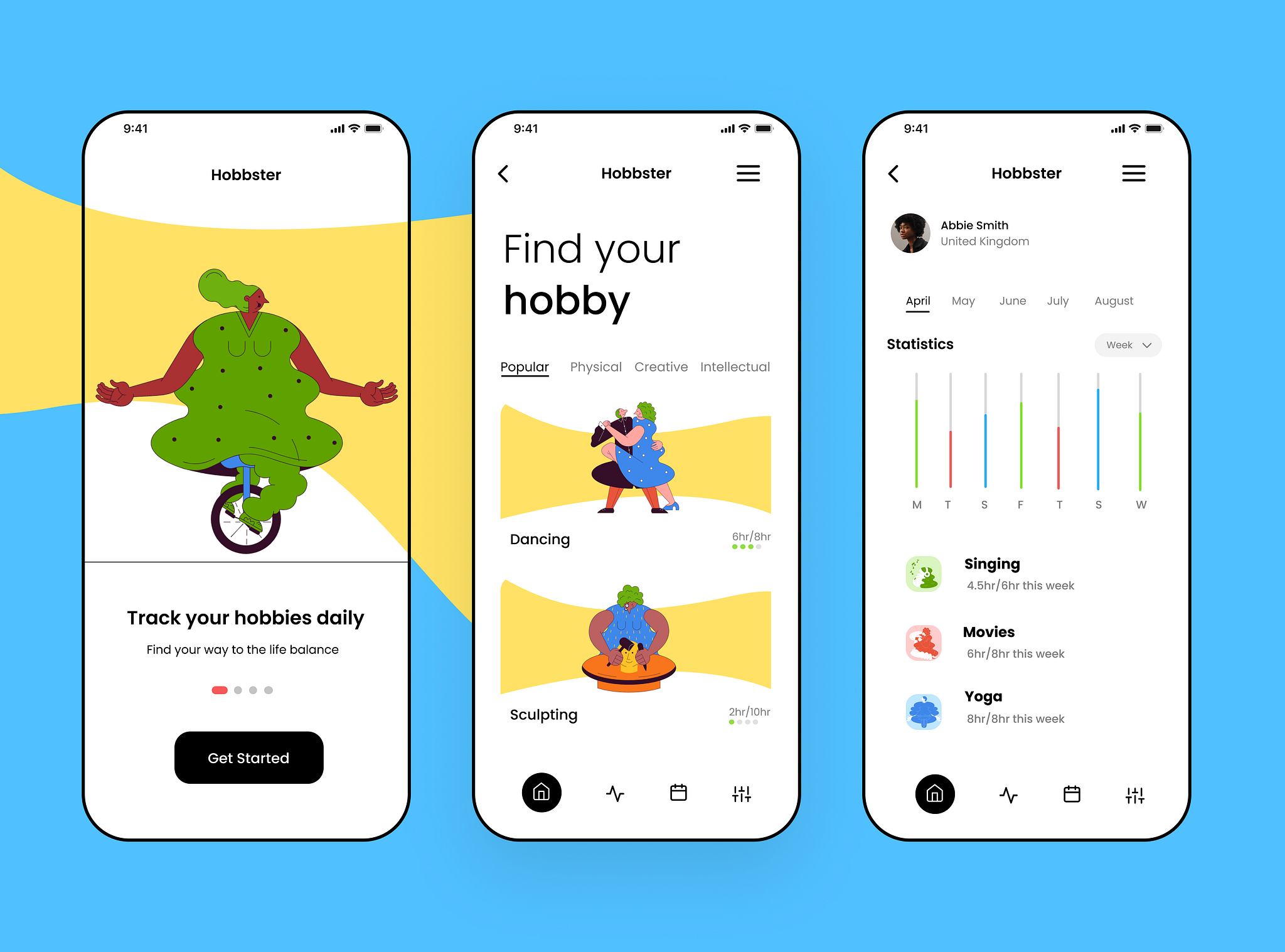 Hobbster Hobby-tracker App UI Design by Mariam Buadze on Dribbble