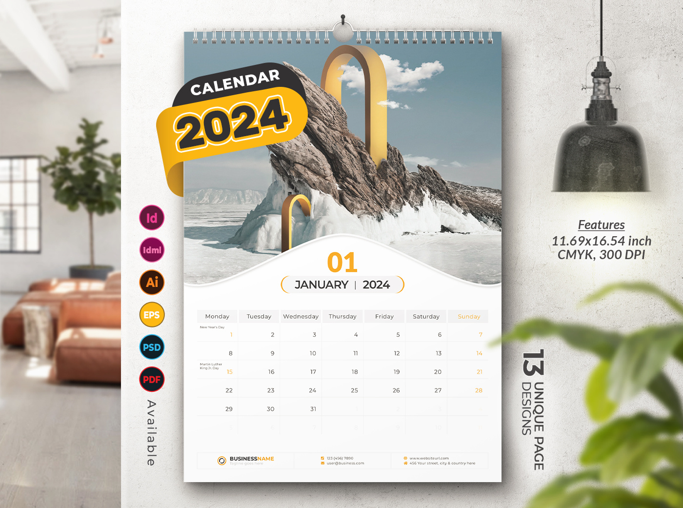 Wall Calendar 2024 Template by VisualGraphics on Dribbble