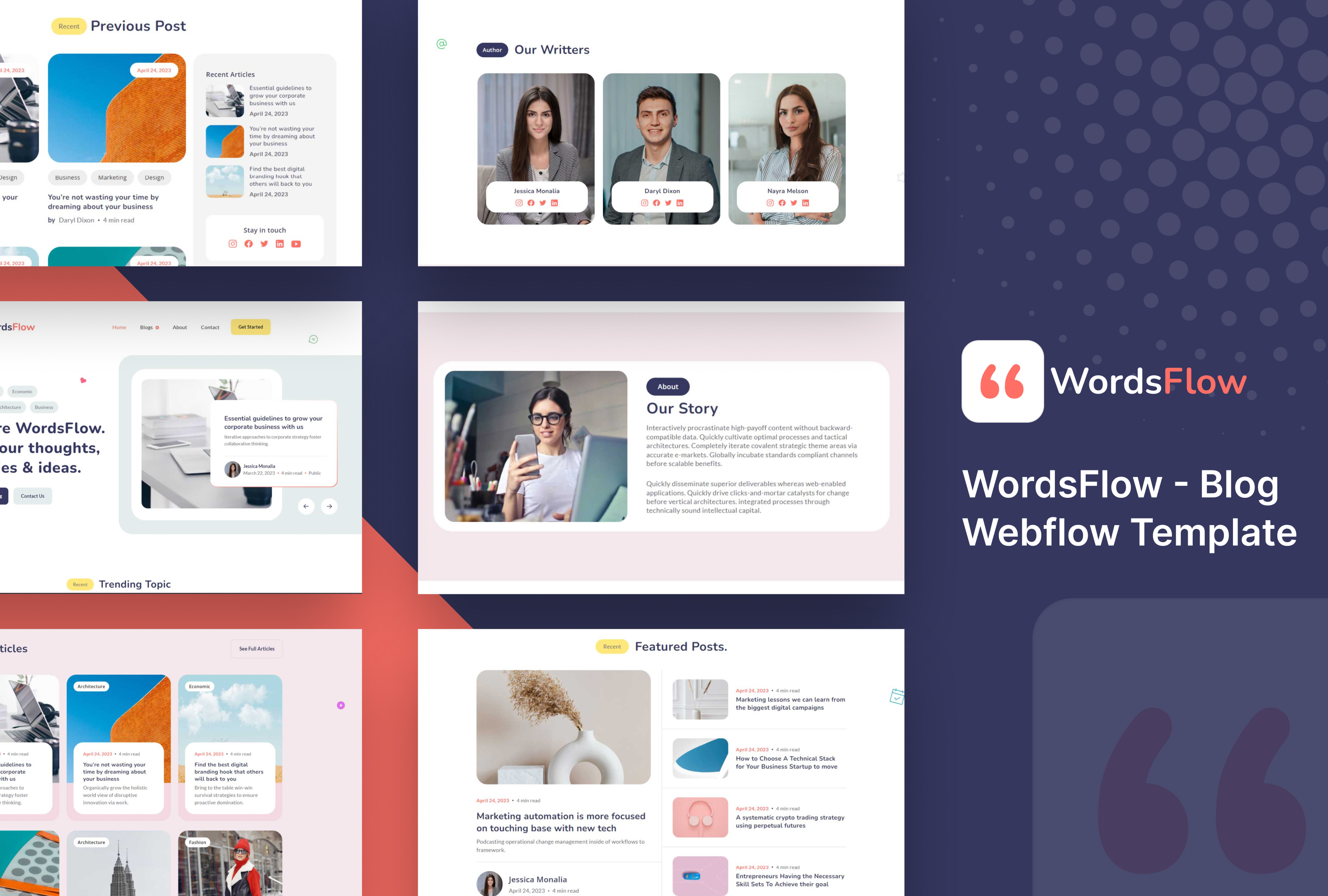 WordsFlow - Bloggers Magazines Webflow Website Template Design by VictorFlow on Dribbble