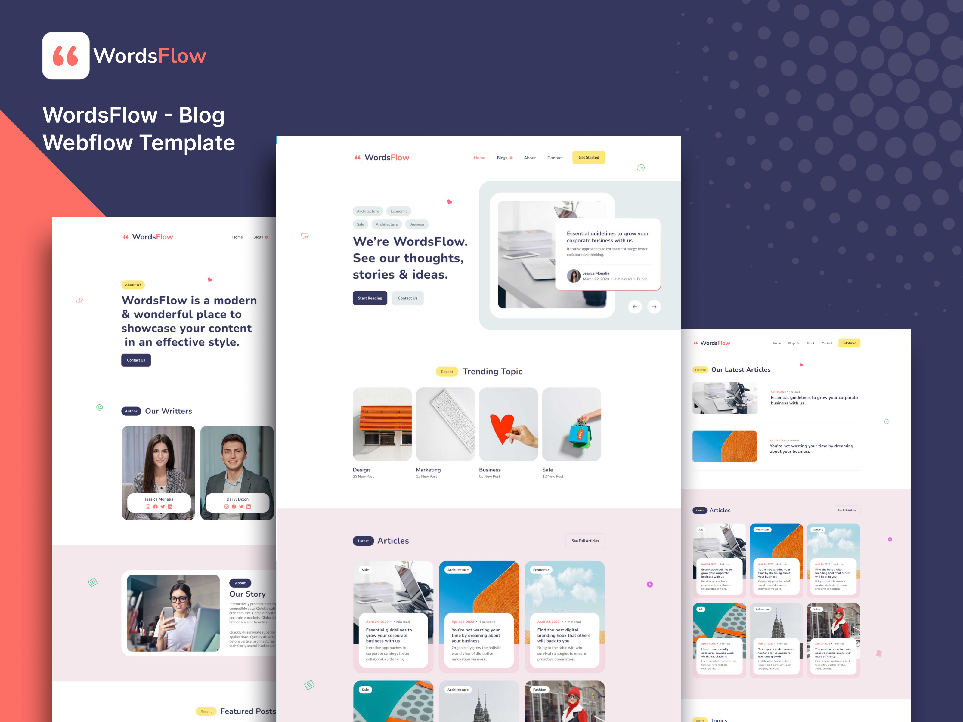 WordsFlow - Bloggers Magazines Webflow Website Template Design by VictorFlow on Dribbble