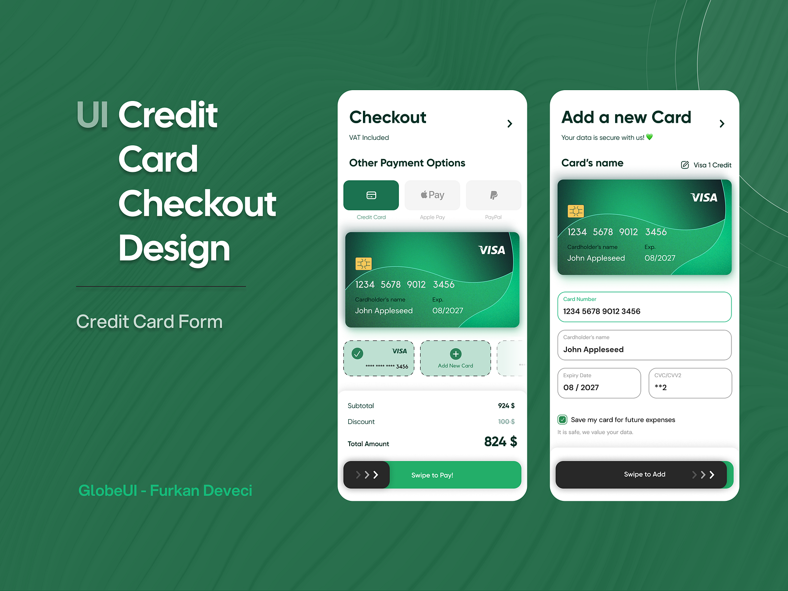 DailyUI Challenge #2 Credit Card Form by Furkan Deveci on Dribbble
