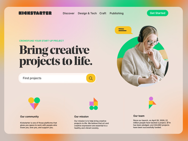 Ui Ux design concept for Kickstarter by Adeleye Matthew on Dribbble