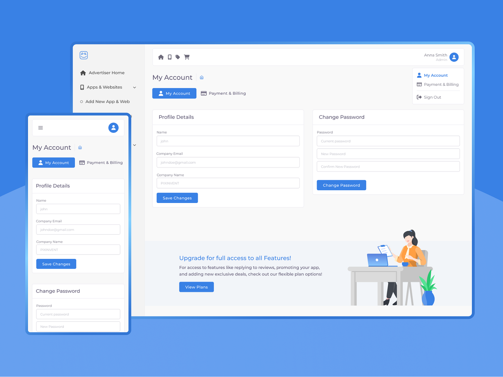 Account manager UI/UX design by Sonia Bauer on Dribbble