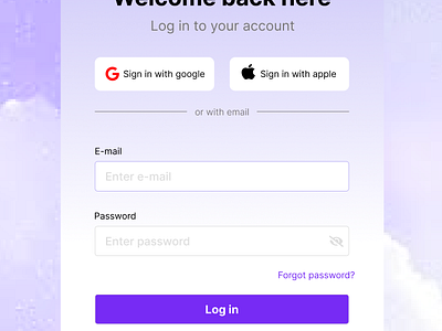 Random log in page by Tammy on Dribbble
