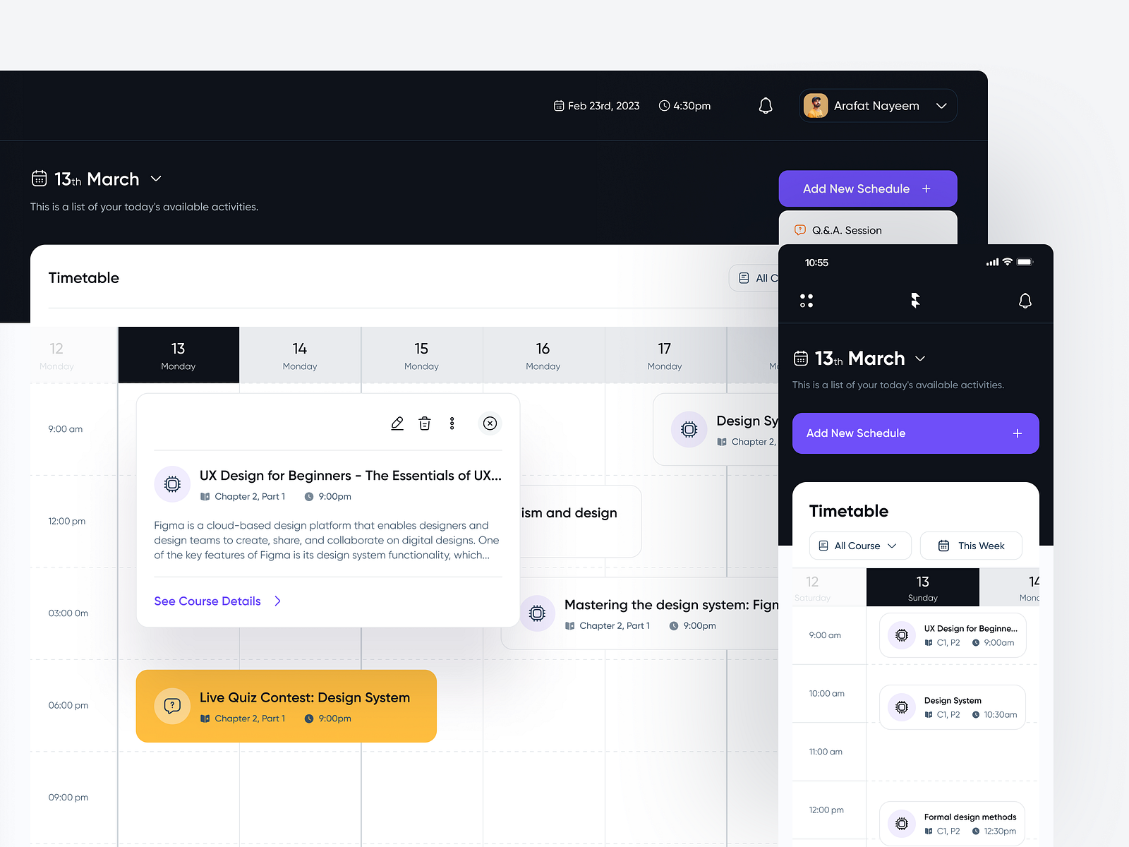 Education SaaS - Calendar by Filllo Design Agency on Dribbble