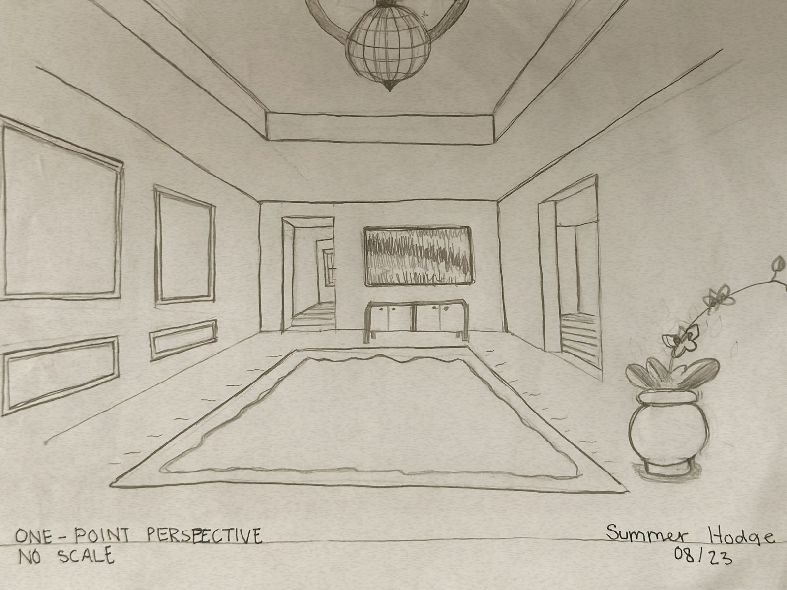 One-Point Perspective No Drawing Guidance Sketch by Summer Hodge on ...