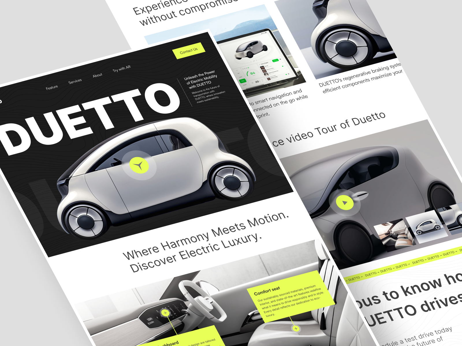 DUETTO - Electric Vehicle Landing Page by Hatypo Studio on Dribbble