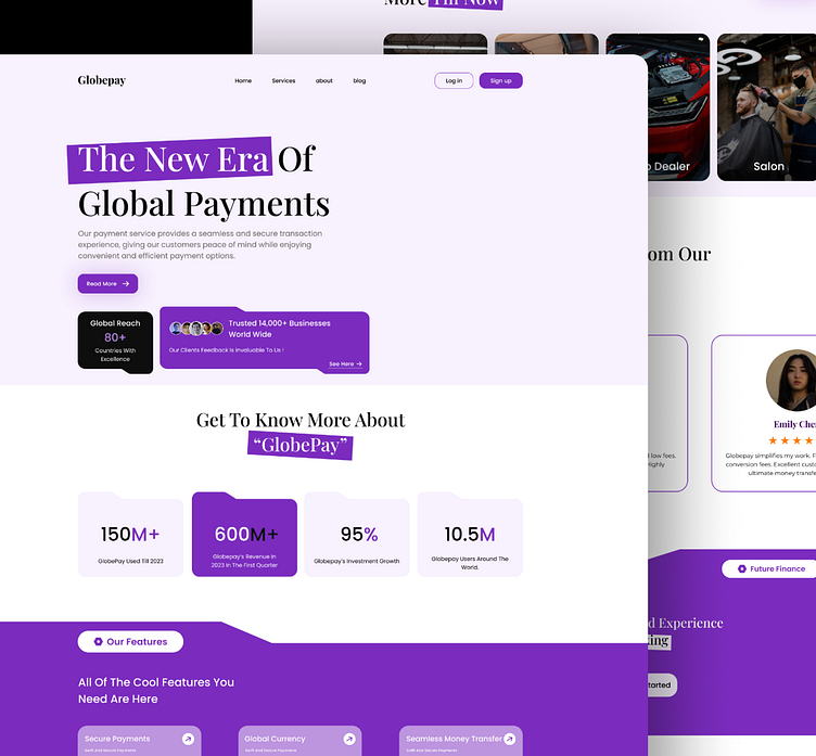 Financial transaction website landing page ui design by Mamunor Rashed ...