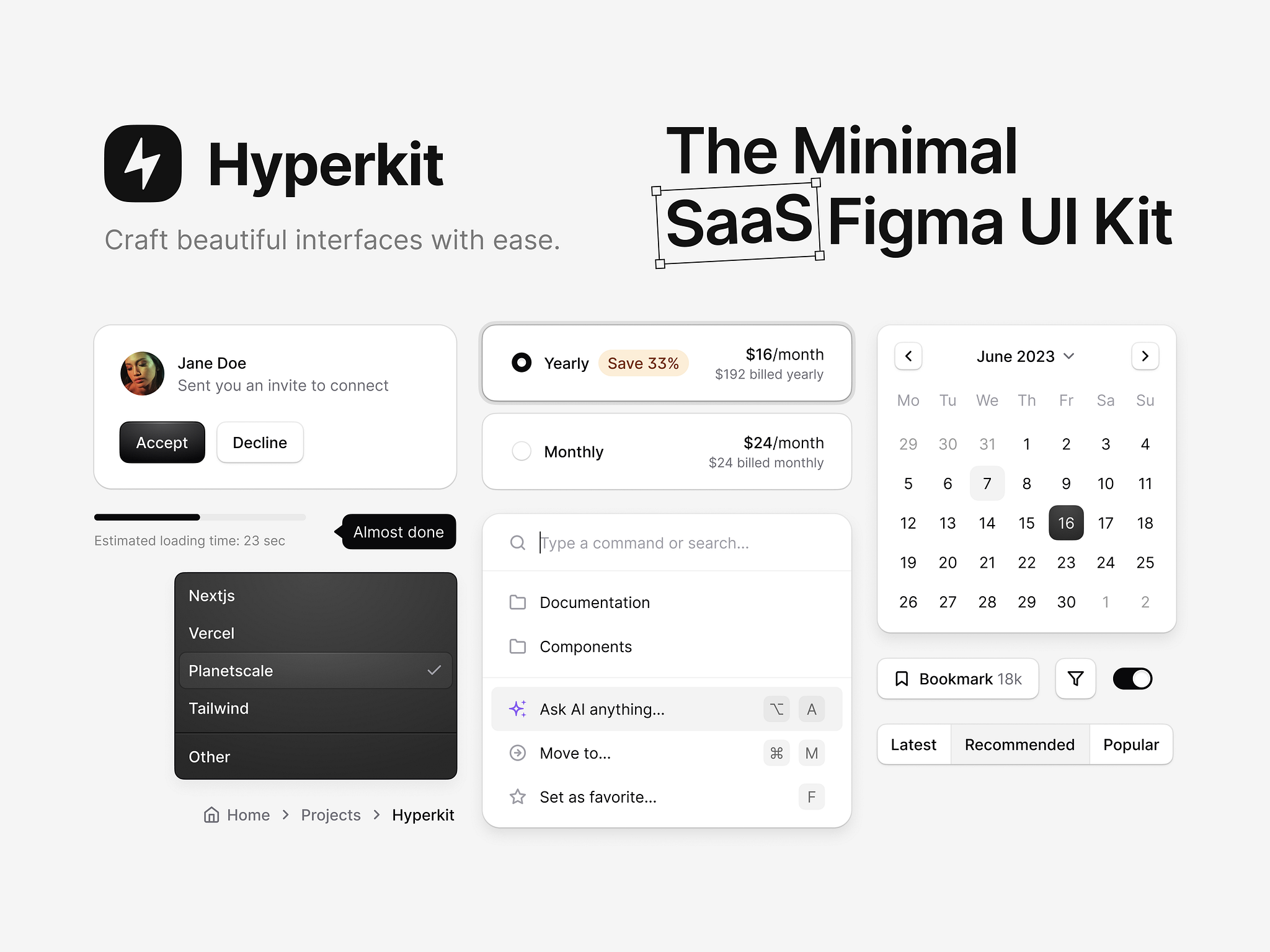 Hyperkit – The Minimal SaaS Figma UI Kit by Erol Mujak on Dribbble