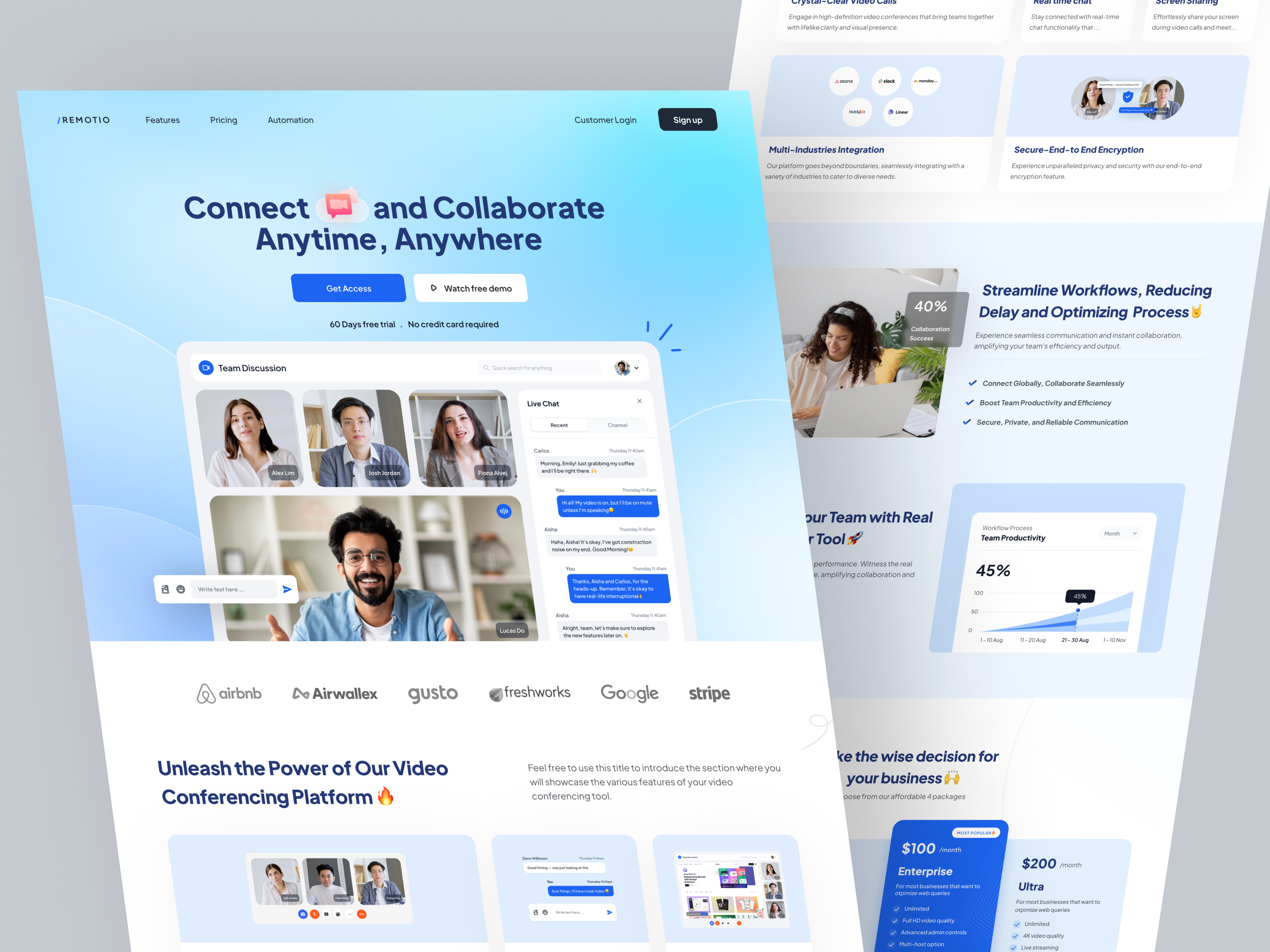 AI Video Conferencing Web UI - Remote Collaboration Tool by Design ...