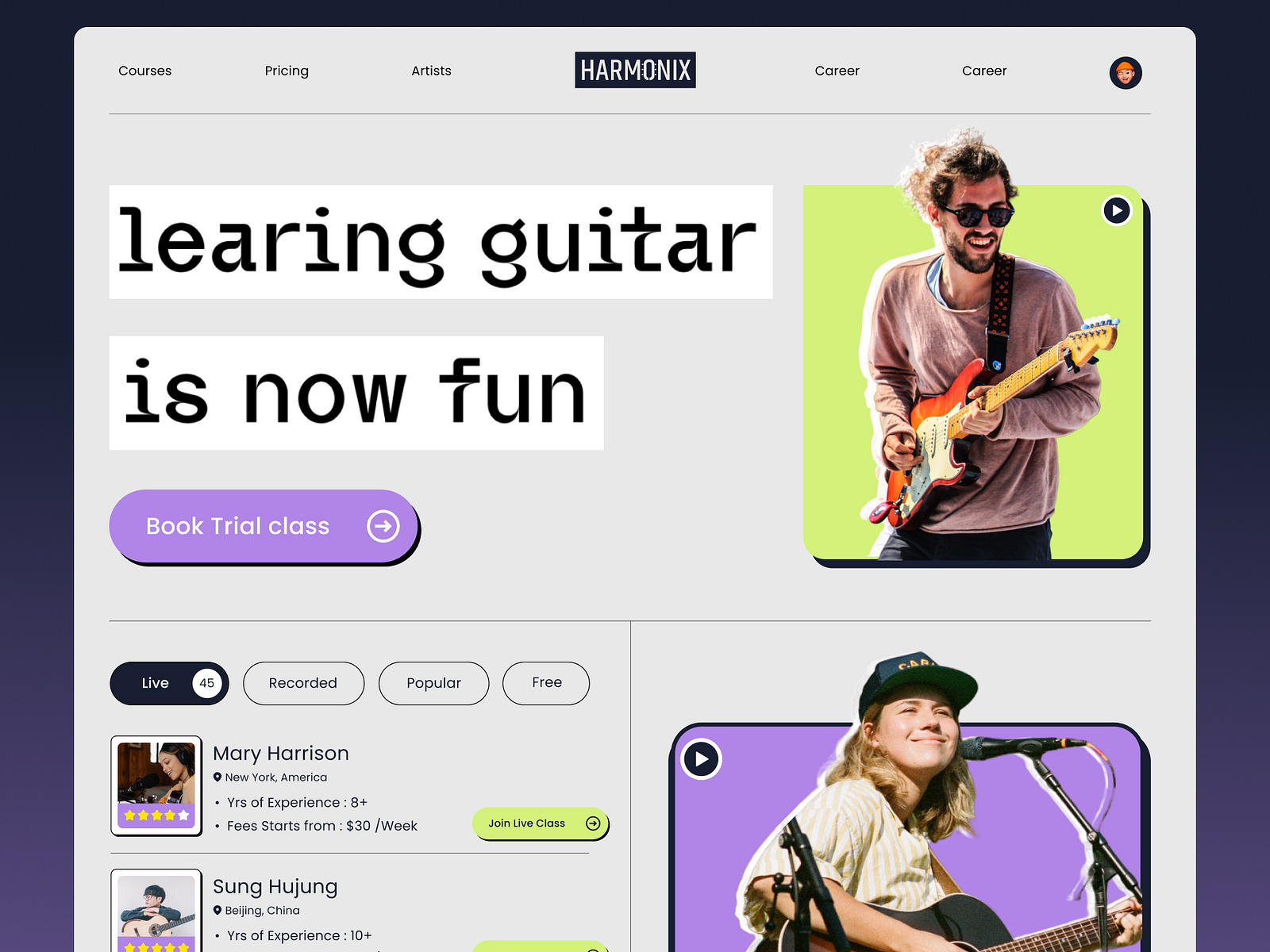 HARMONIX - Guitar Learning Website by Dip Das on Dribbble