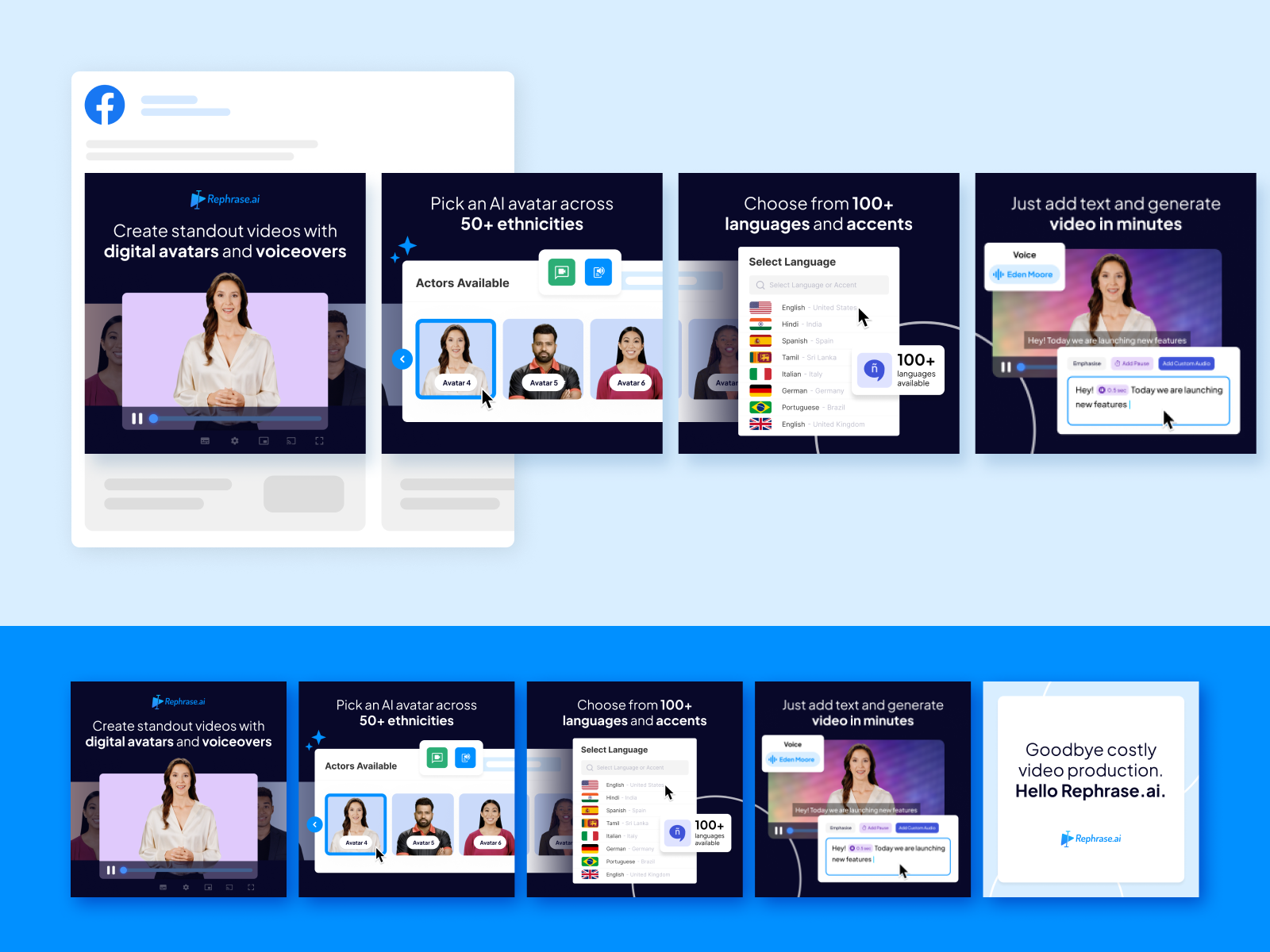 Rephrase - Carousel Ad Design by Kate Payba for Hey Digital on Dribbble