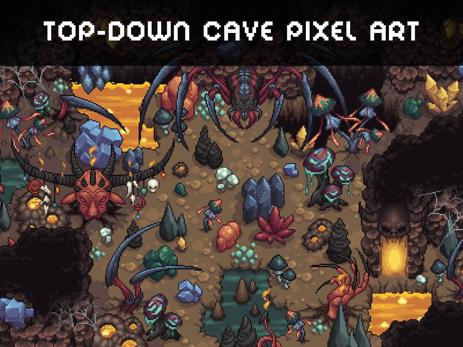 Cave Tileset Top Down Pixel Art by 2D Game Assets on Dribbble
