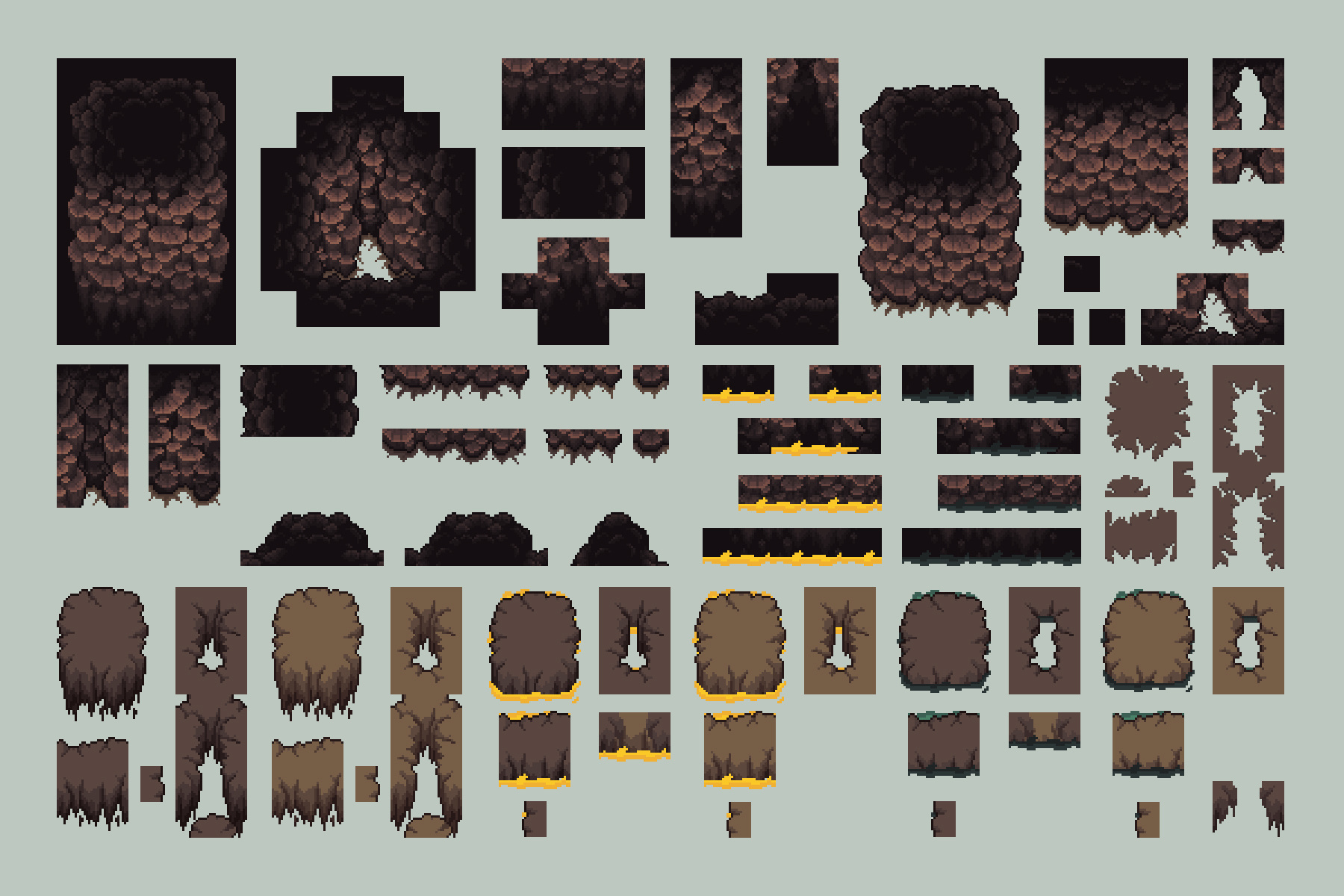 Cave Tileset Top Down Pixel Art by 2D Game Assets on Dribbble