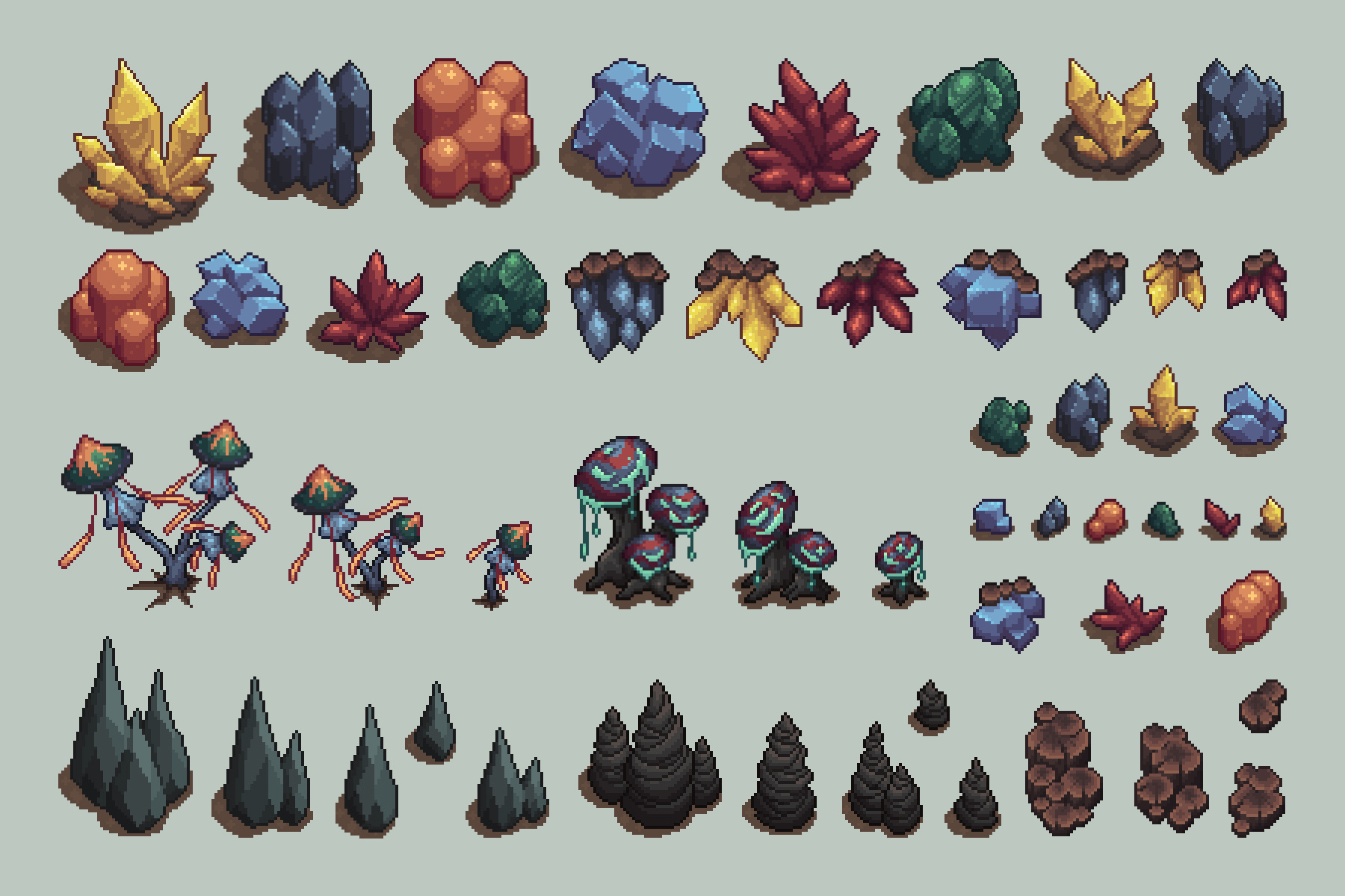 Cave Tileset Top Down Pixel Art by 2D Game Assets on Dribbble