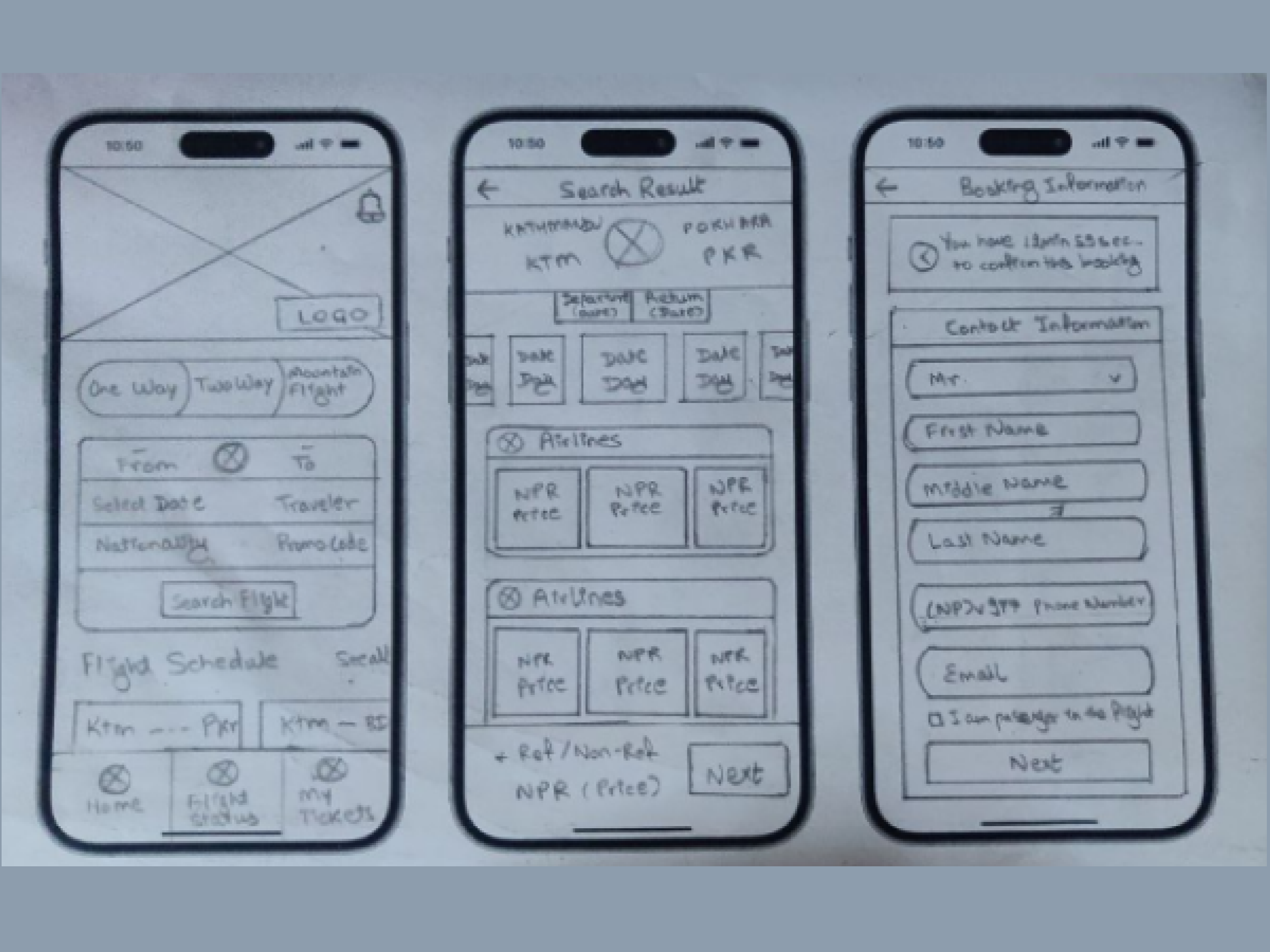 Sketch (Low Fidelity) to High Fidelity Mobile Flight Booking UI by ...