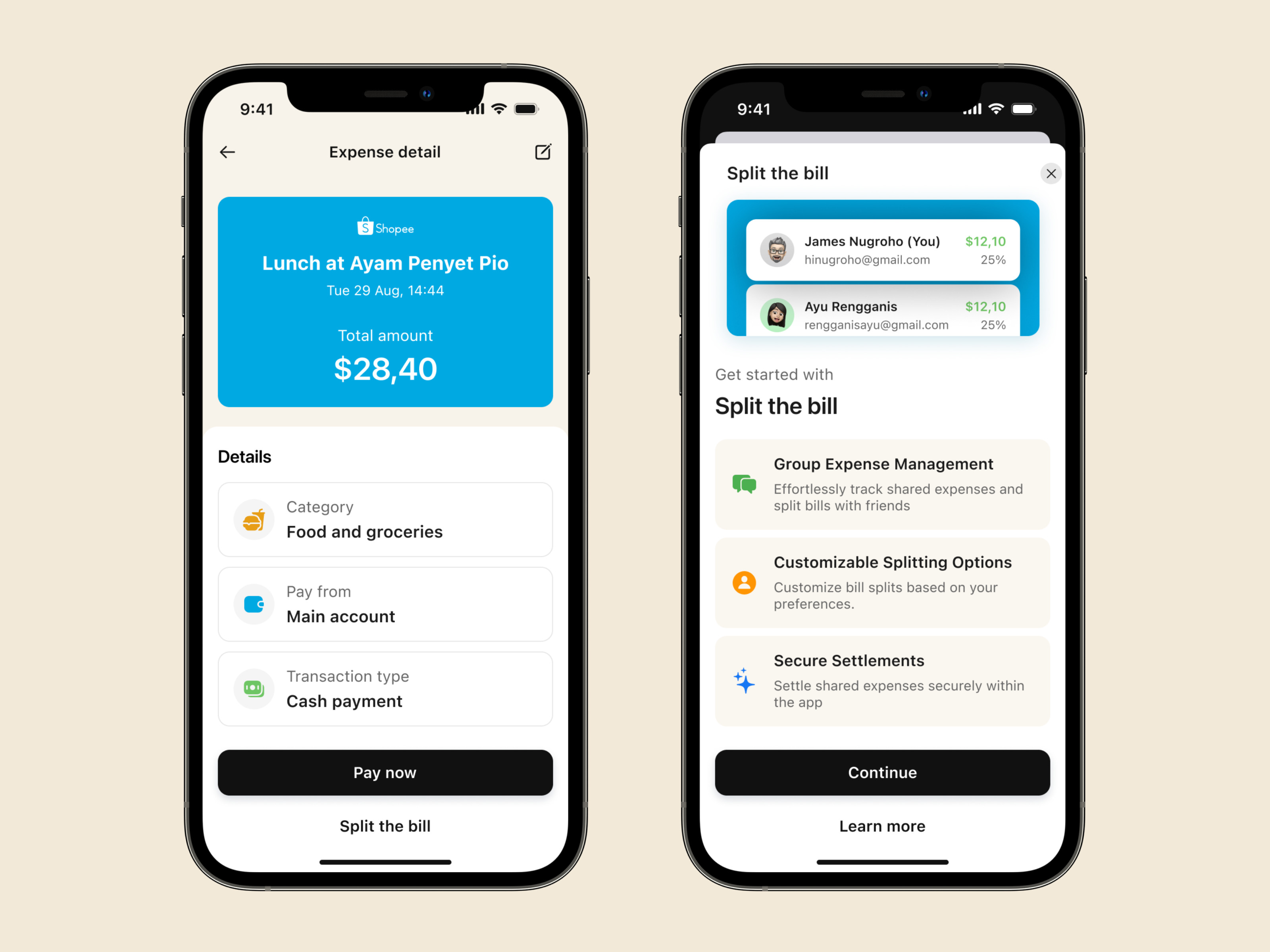 Payment App : Split the bill by Syahrul Falah for Vektora on Dribbble