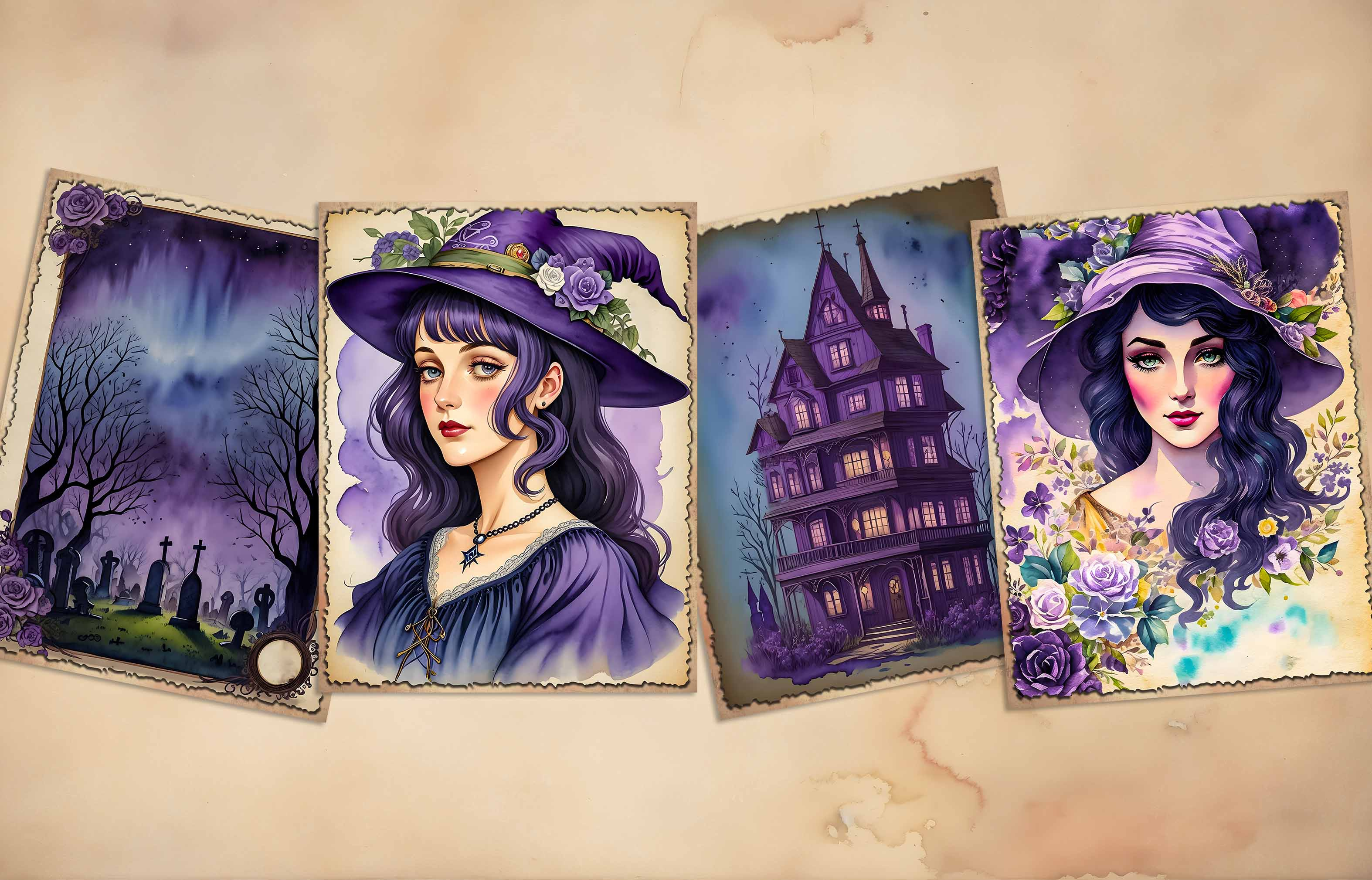 Free Violet Witch Junk Journal Pages by Hearts and Peaches on Dribbble