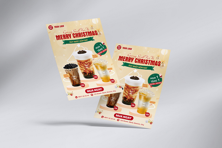 Merry Christmas Milk Tea Promotion Flyer by Kim Quang on Dribbble