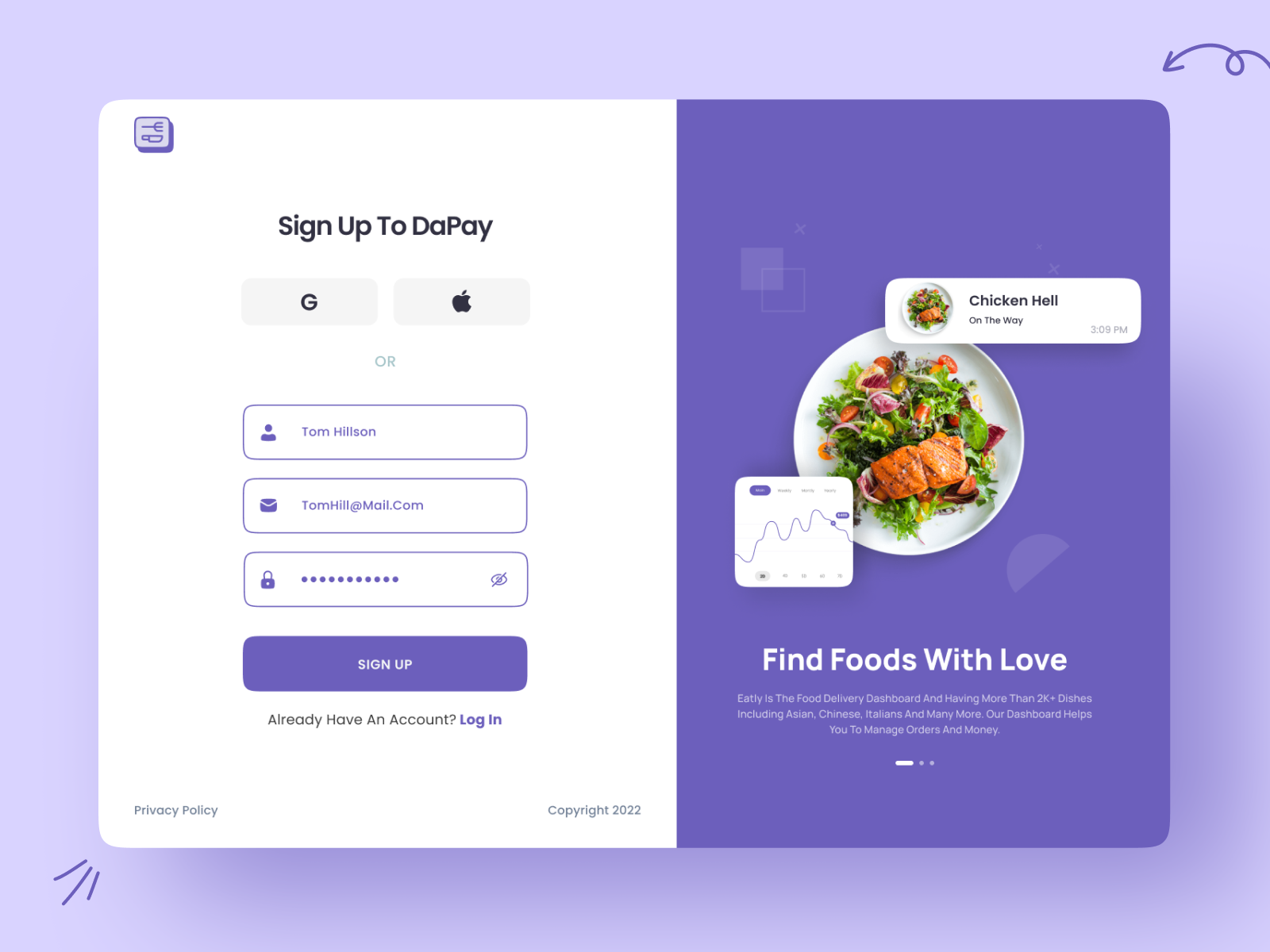 Eatly Food Delivery DashBoard Sign Up by Muhammad Yaseen on Dribbble Eatly Food Delivery DashBoard Sign Up by Muhammad Yaseen on Dribbble