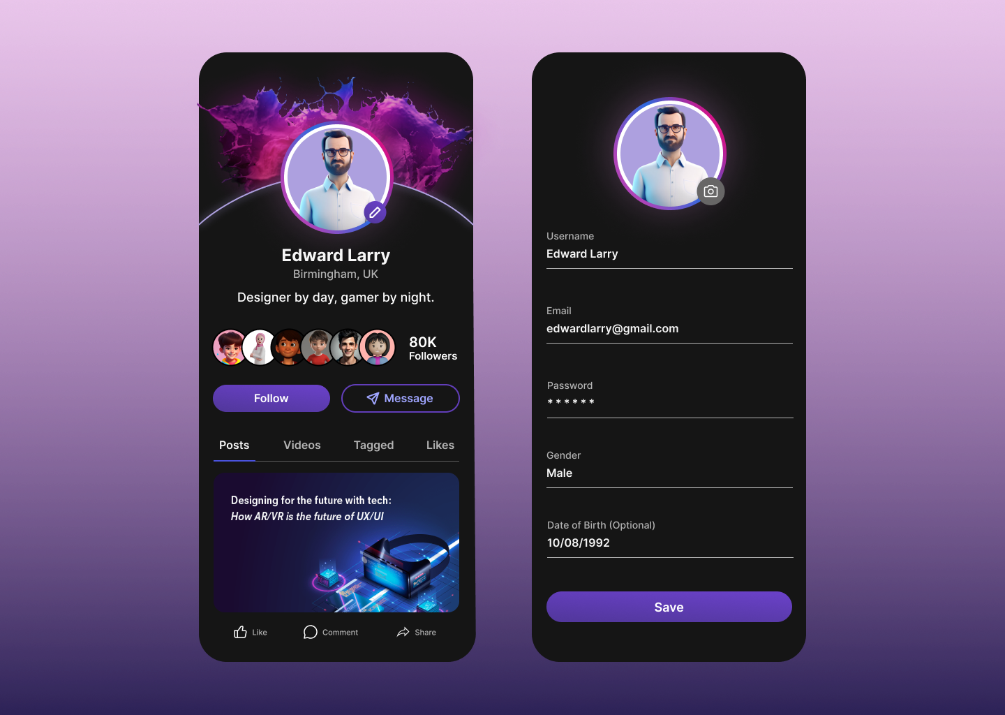 User Profile Design/#06 Daily UI Challenge by Aiman Zubair on Dribbble