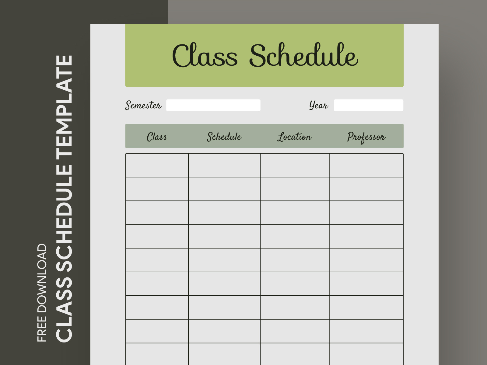 Class Schedule Template Excel