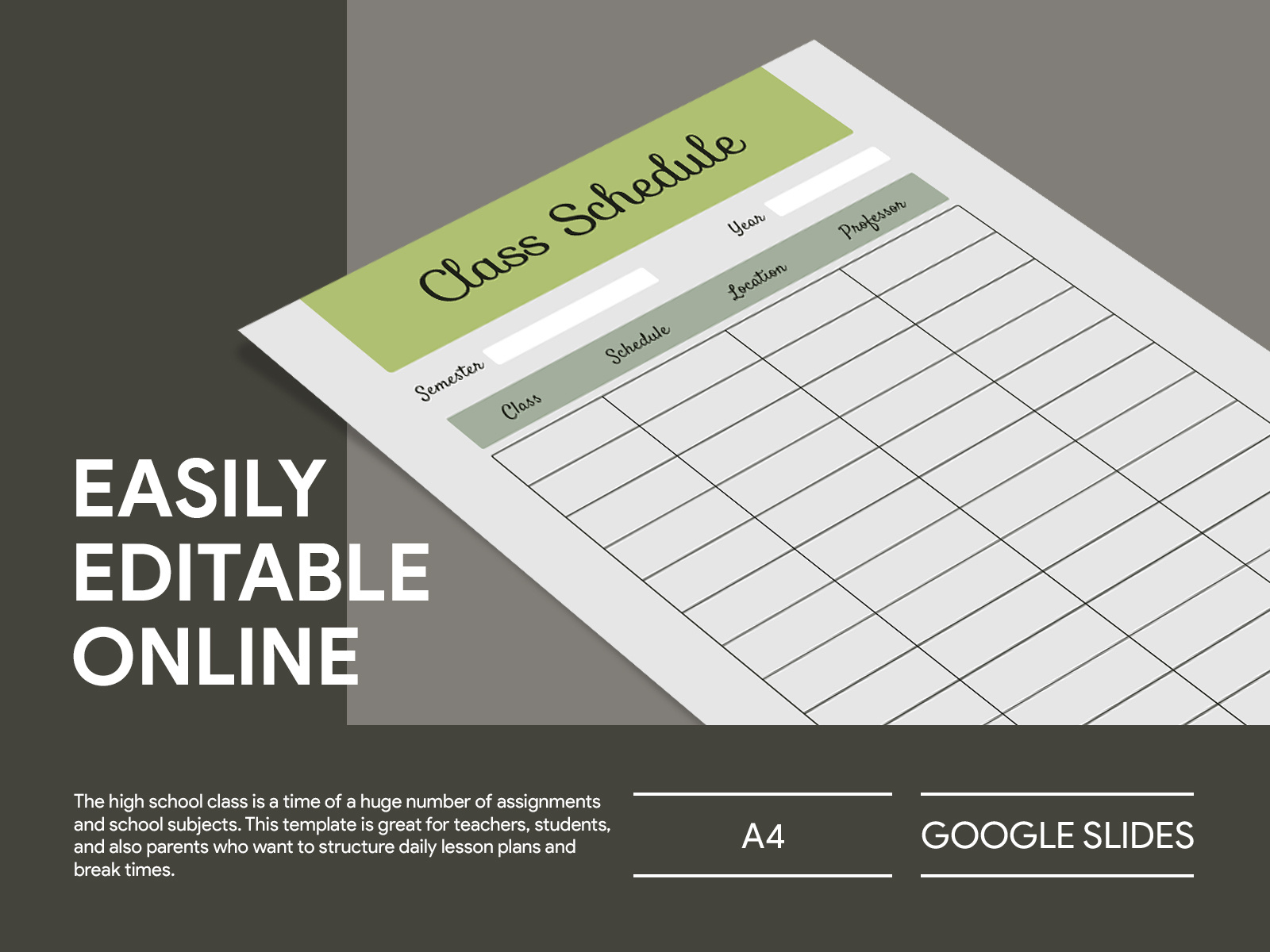 High School Class Schedule Free Google Docs Template by Gdoc on Dribbble