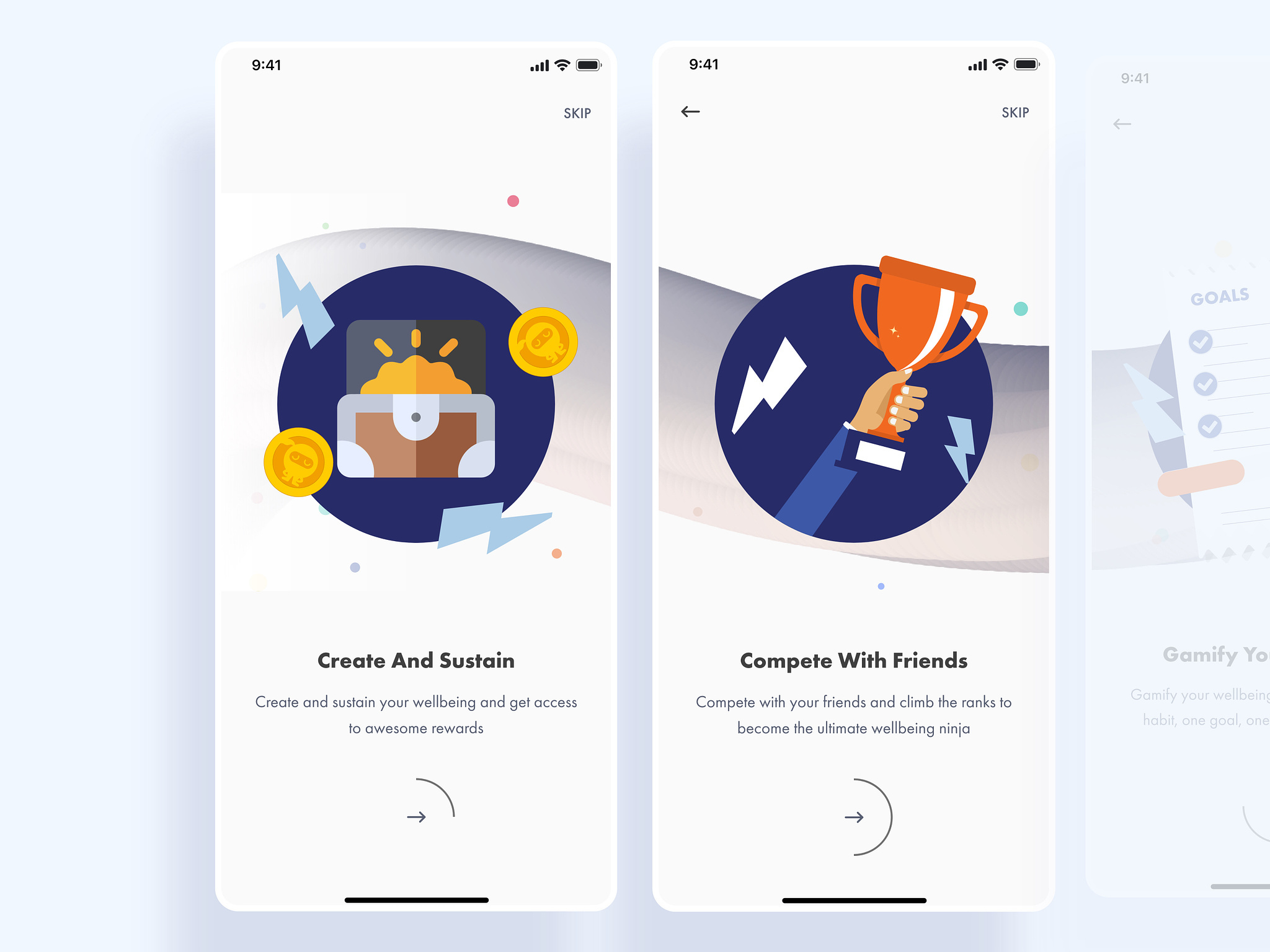 Wellbeing and Gamification app - Onboarding carousel by George Samuel ...