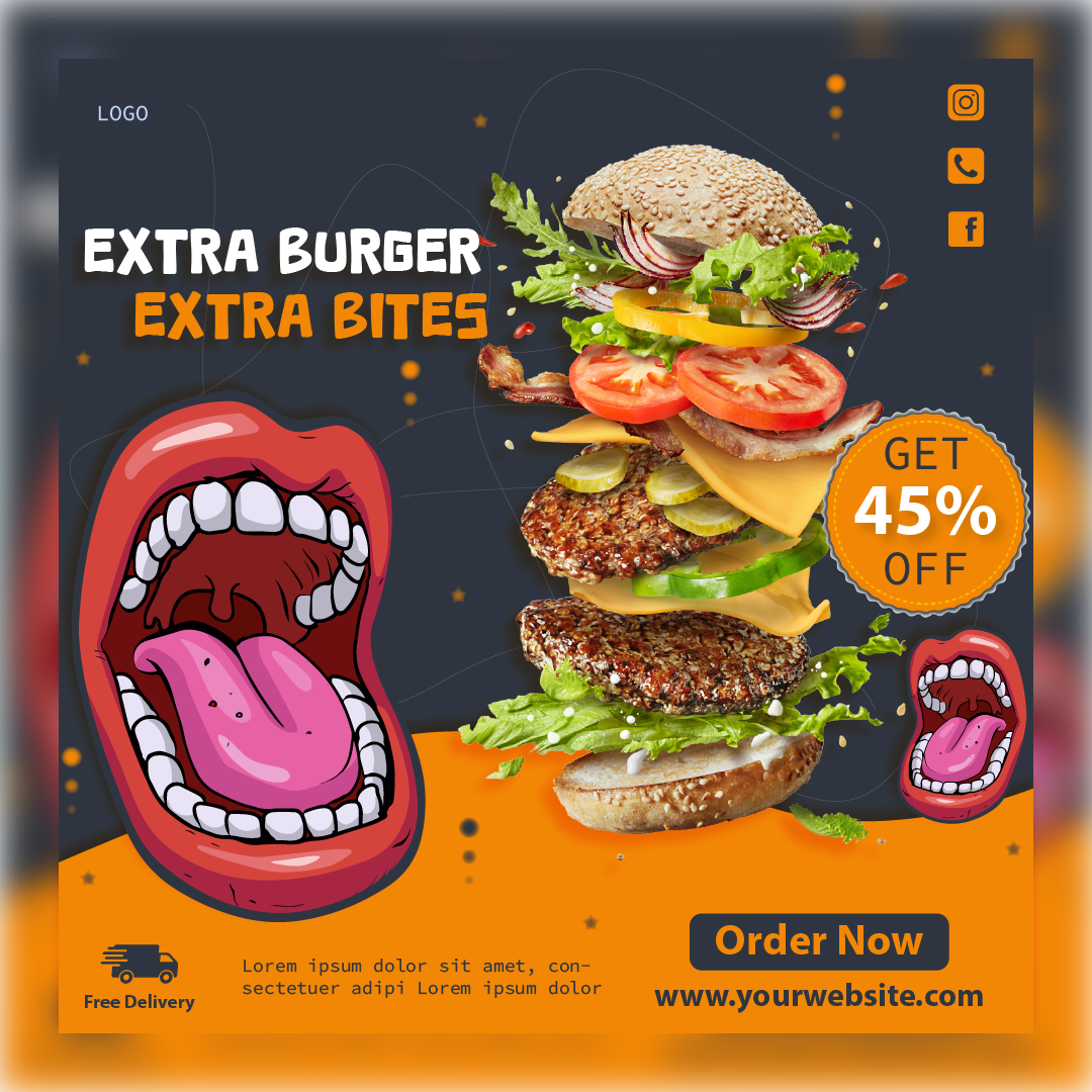 Social media burger ads by Faqat Design on Dribbble