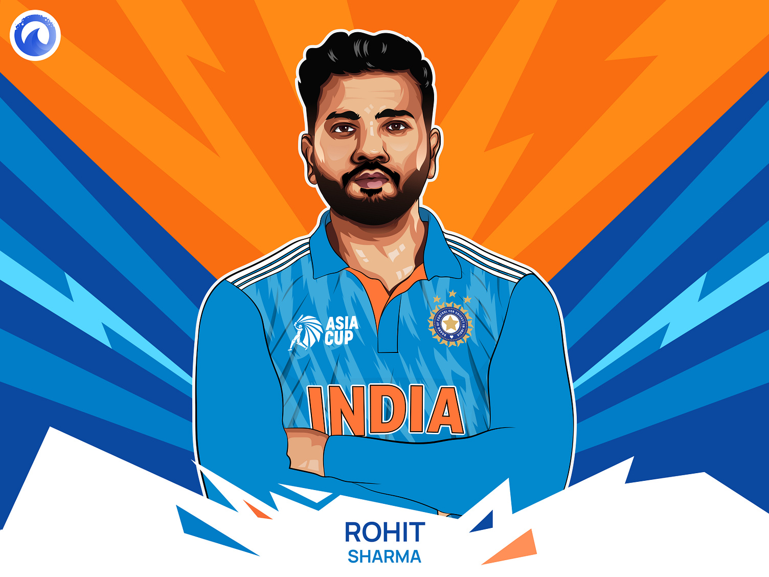 Portrait illustration - Rohit Sharma, India by Pronab Biswas on Dribbble