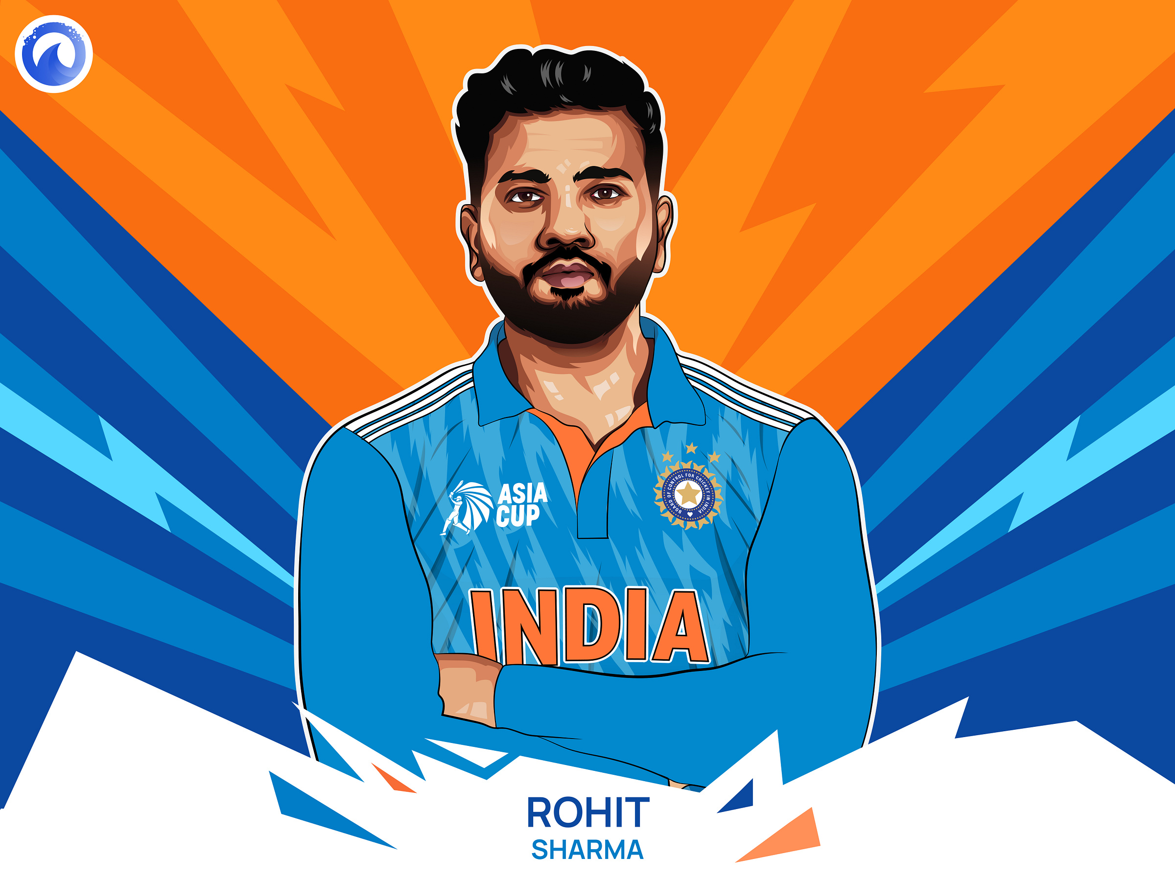 Portrait illustration - Rohit Sharma, India by Pronab Biswas on Dribbble