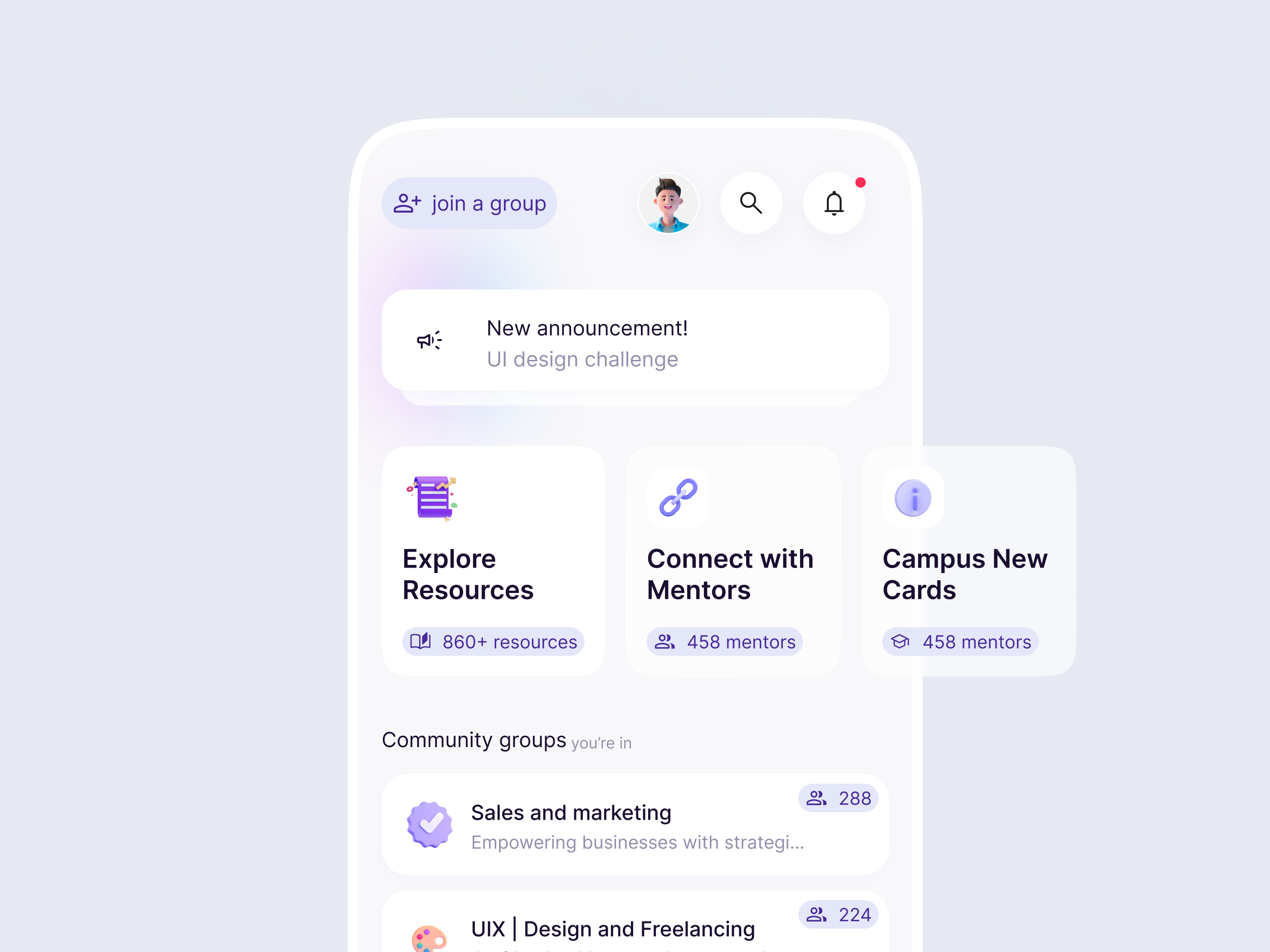 Community Mobile App UI Design by Piyush Kalyan on Dribbble
