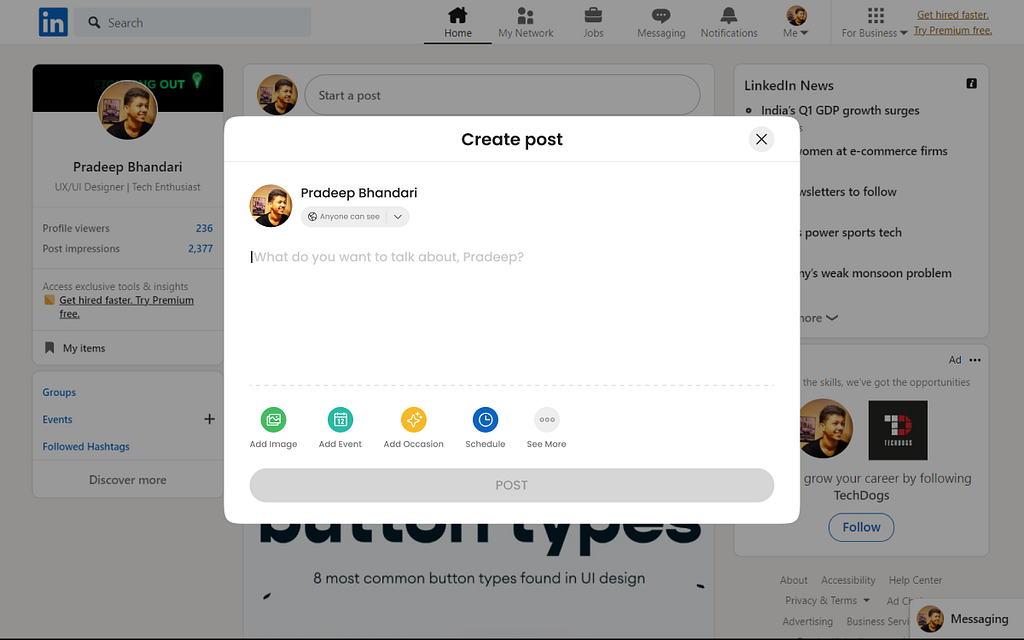 LinkedIn Post Pop-Up by pradeep bhandari on Dribbble