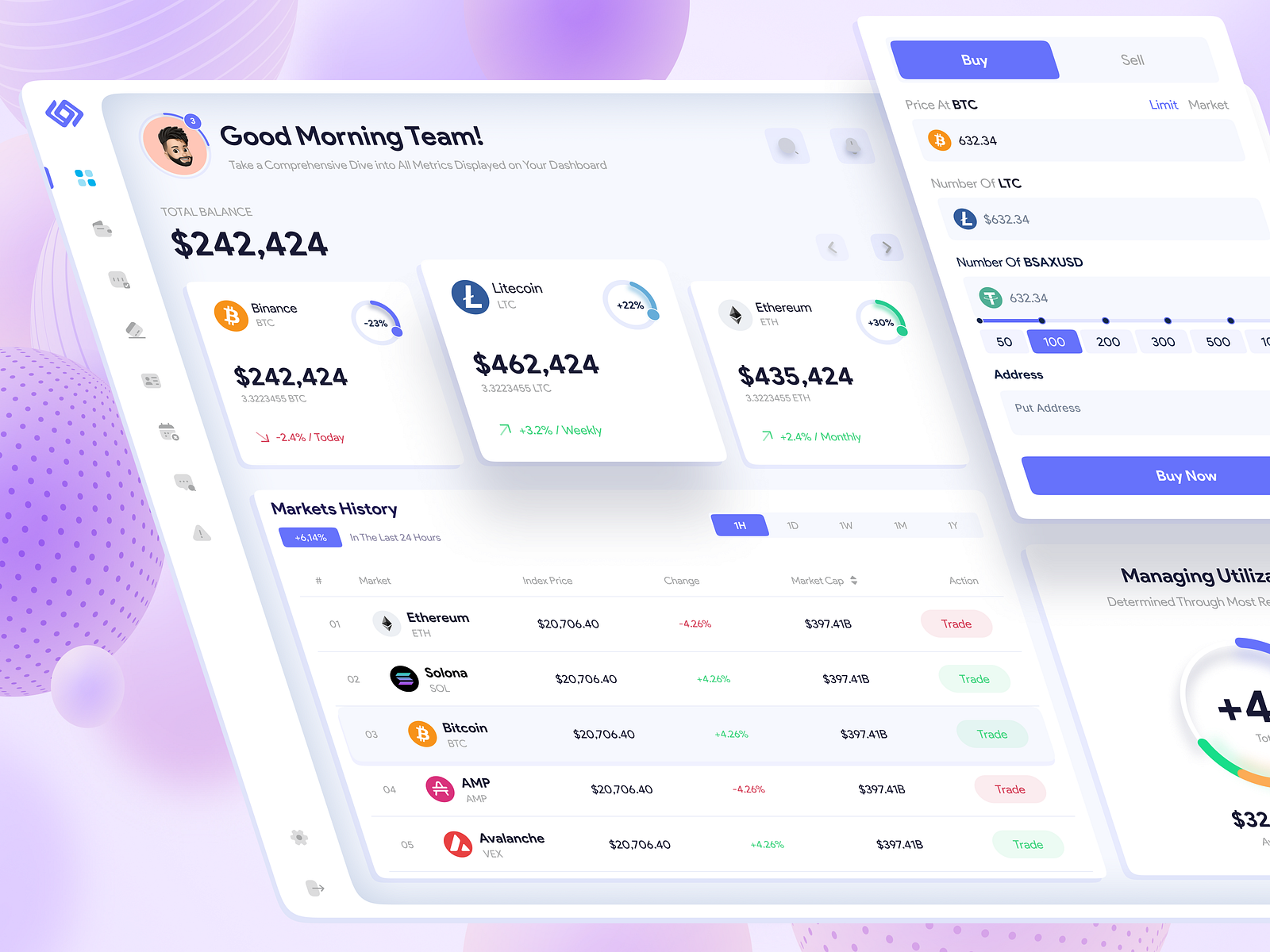 Crypto Exchange Dashboard l White Dashboard by JK Mahbub on Dribbble