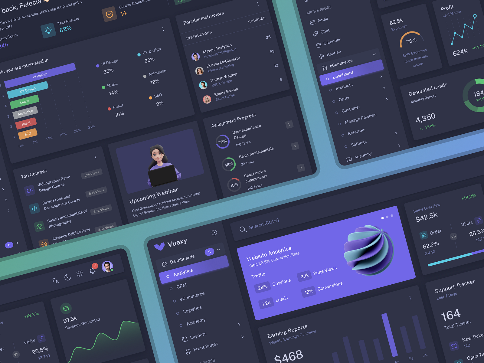 Dark Dashboards - Vuexy Design System by Pixinvent on Dribbble