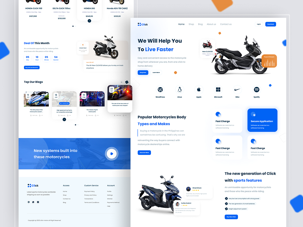 Click Motorcycle Store Landing Page by Milad Aarabha for Mimadesign on ...