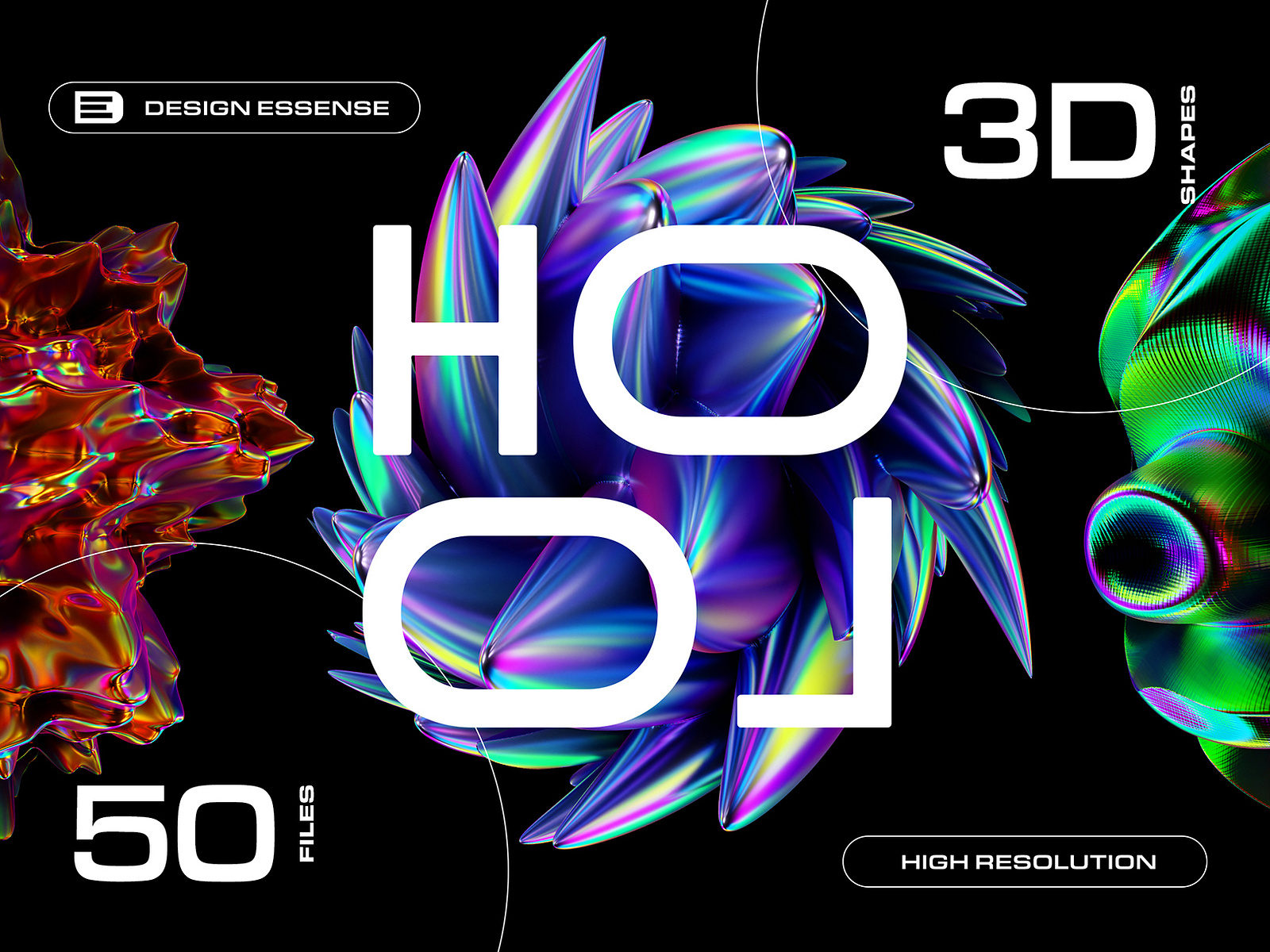 Design Assets: Holographic 3D Abstract Shapes by assetprodesign on Dribbble