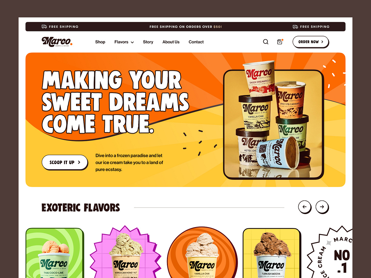 Ice cream website design: landing page home page ui by Ehsan for Rylic ...