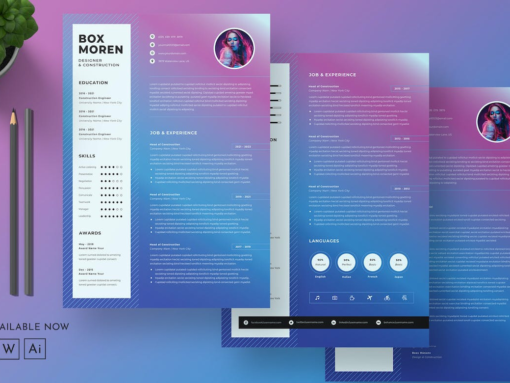Gradient CV Resume by Design My CV on Dribbble