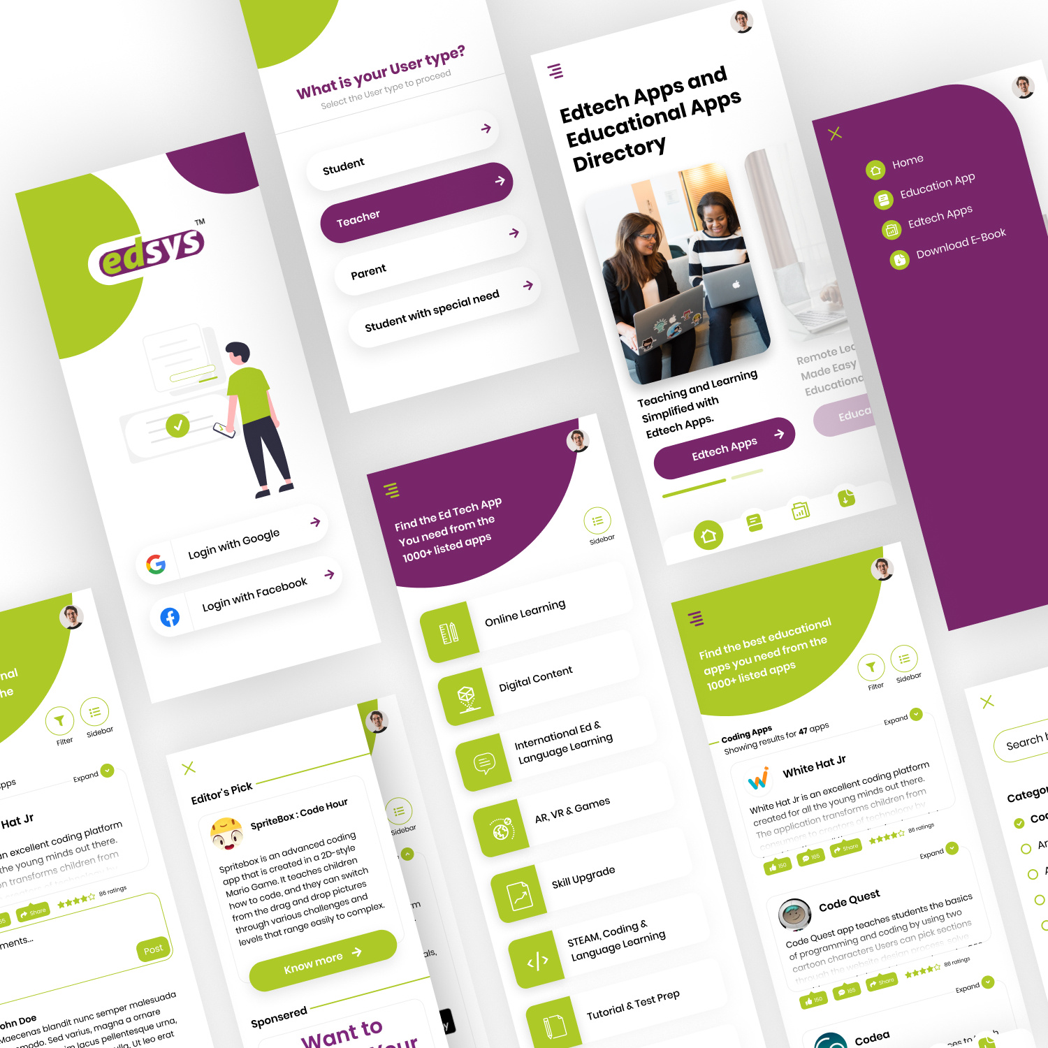 Edsys Edtech Apps and Educational Apps Directory UI Design by Naseer ...