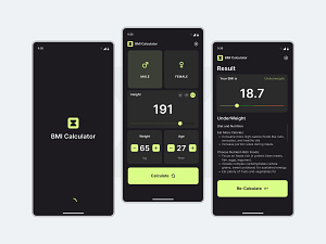 BMI Calculator Mobile App UI Design by Urvik Moradiya 🥇 on Dribbble