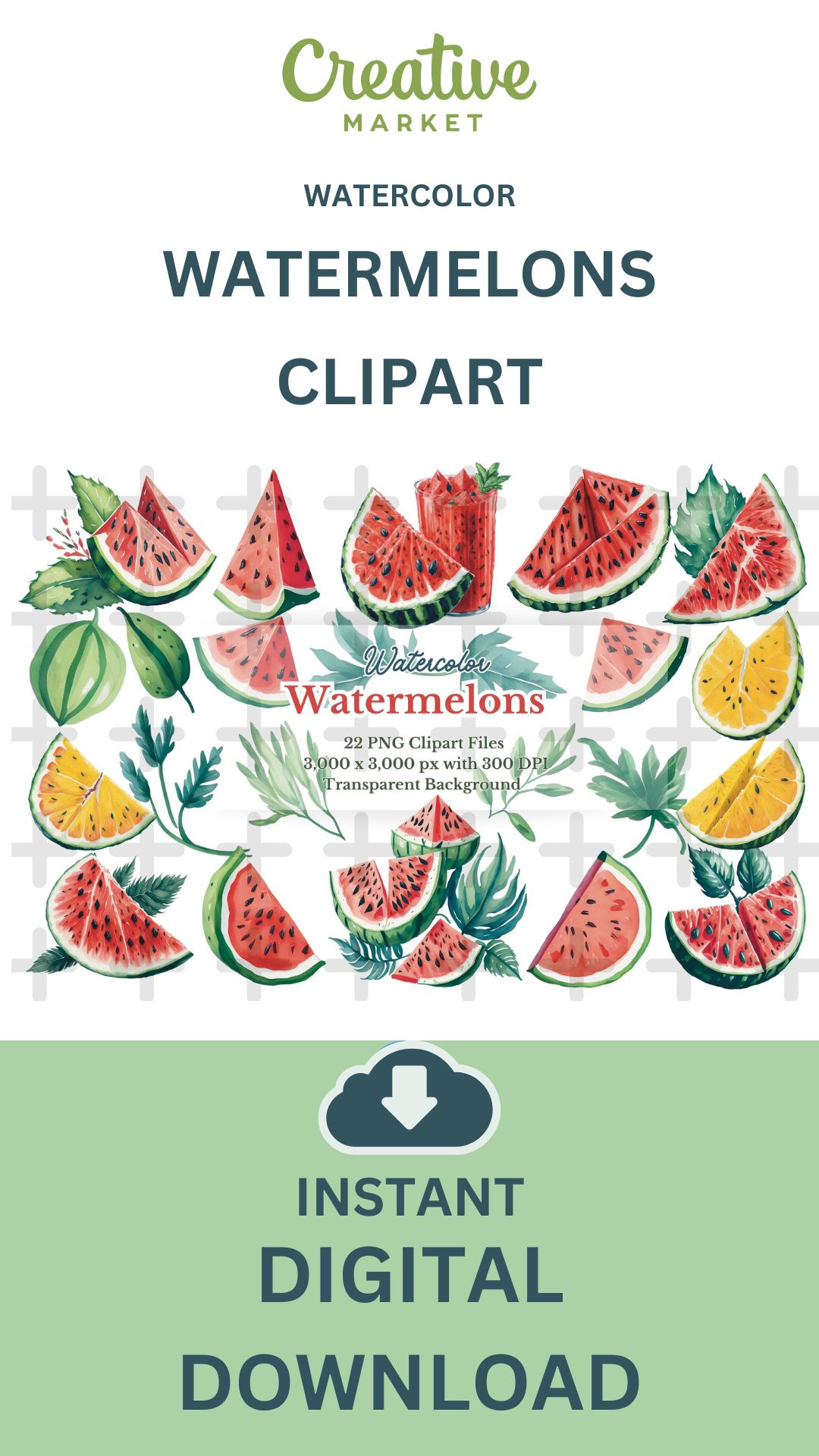 22PNG WATERCOLOR WATERMELON GRAPHICS | CLIPART by Vachira Pape on Dribbble