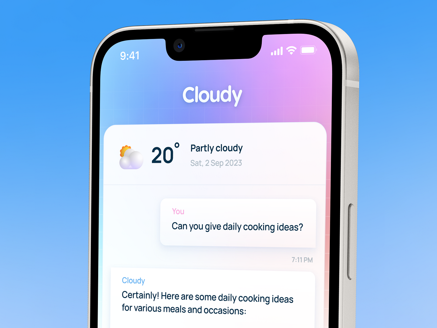 Cloudy - AI Chat Bot for Everyday Life by voxy St for MIND on Dribbble